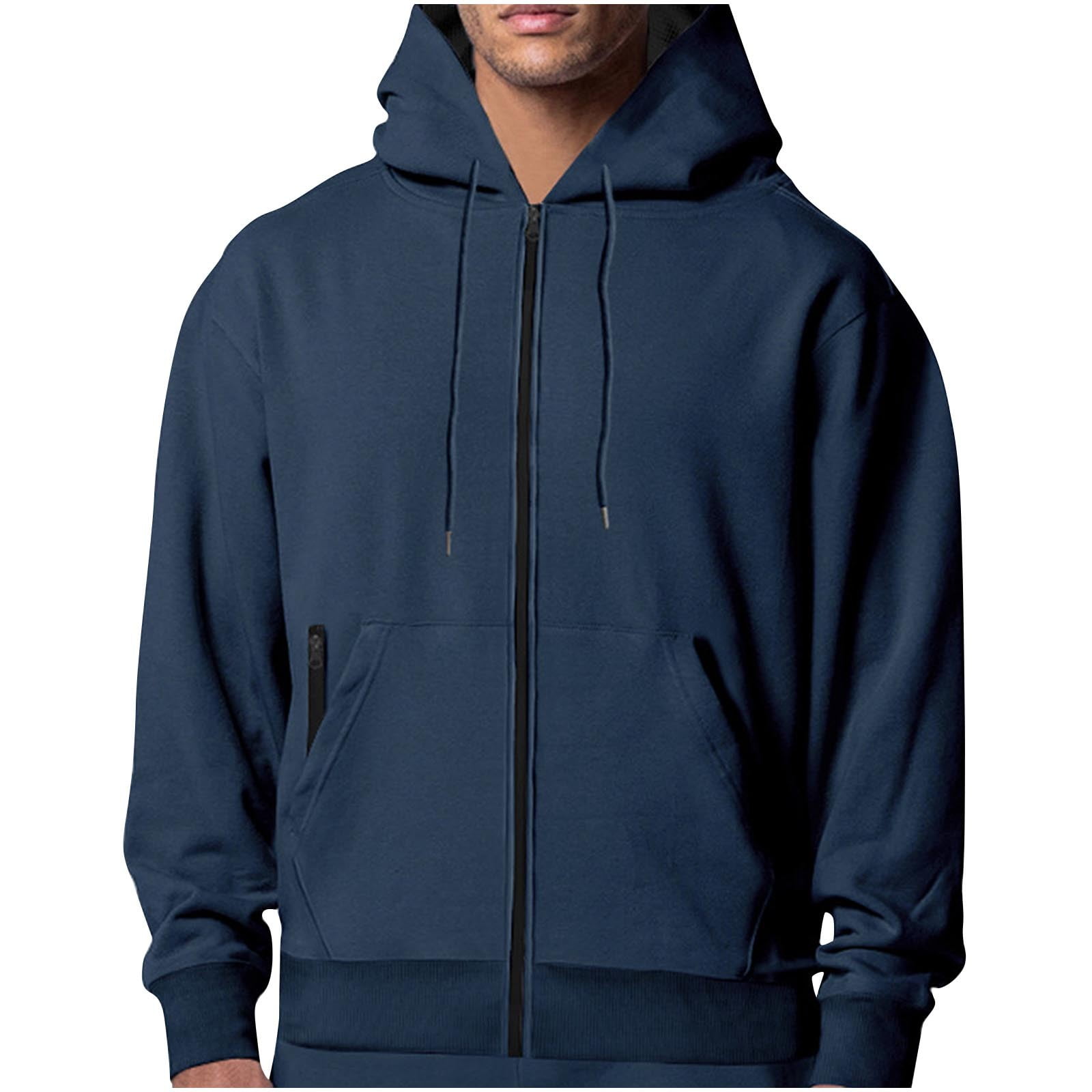 Cotton Zip Up Hoodie for Men Fall Winter Casual Jacket with Hood ...