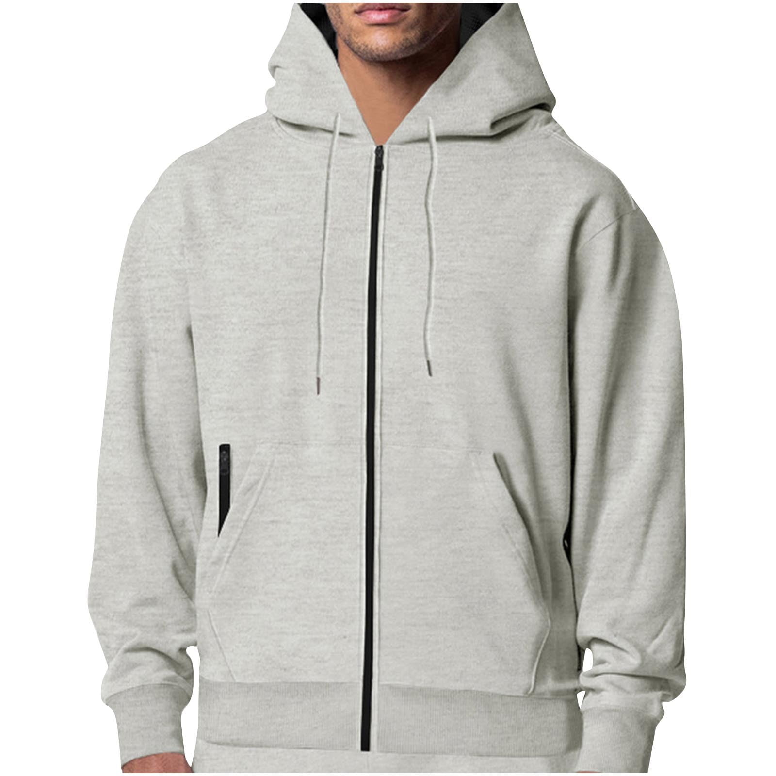 Cotton Zip Up Hoodie for Men Fall Winter Casual Jacket with Hood ...
