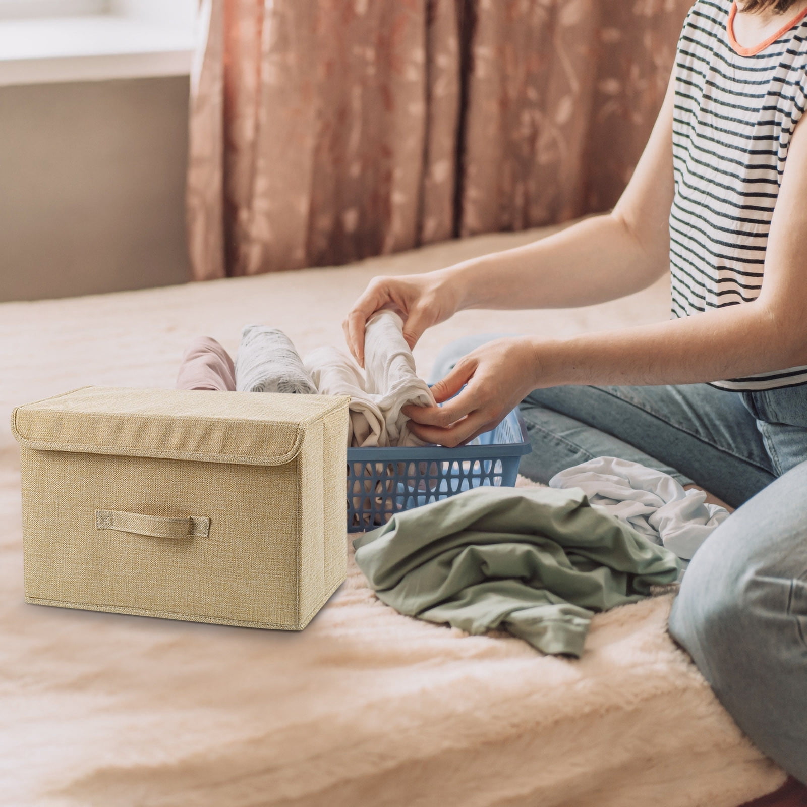 Cotton and Linen Cloth Covered Storage Box Clothing and Debris Storage ...