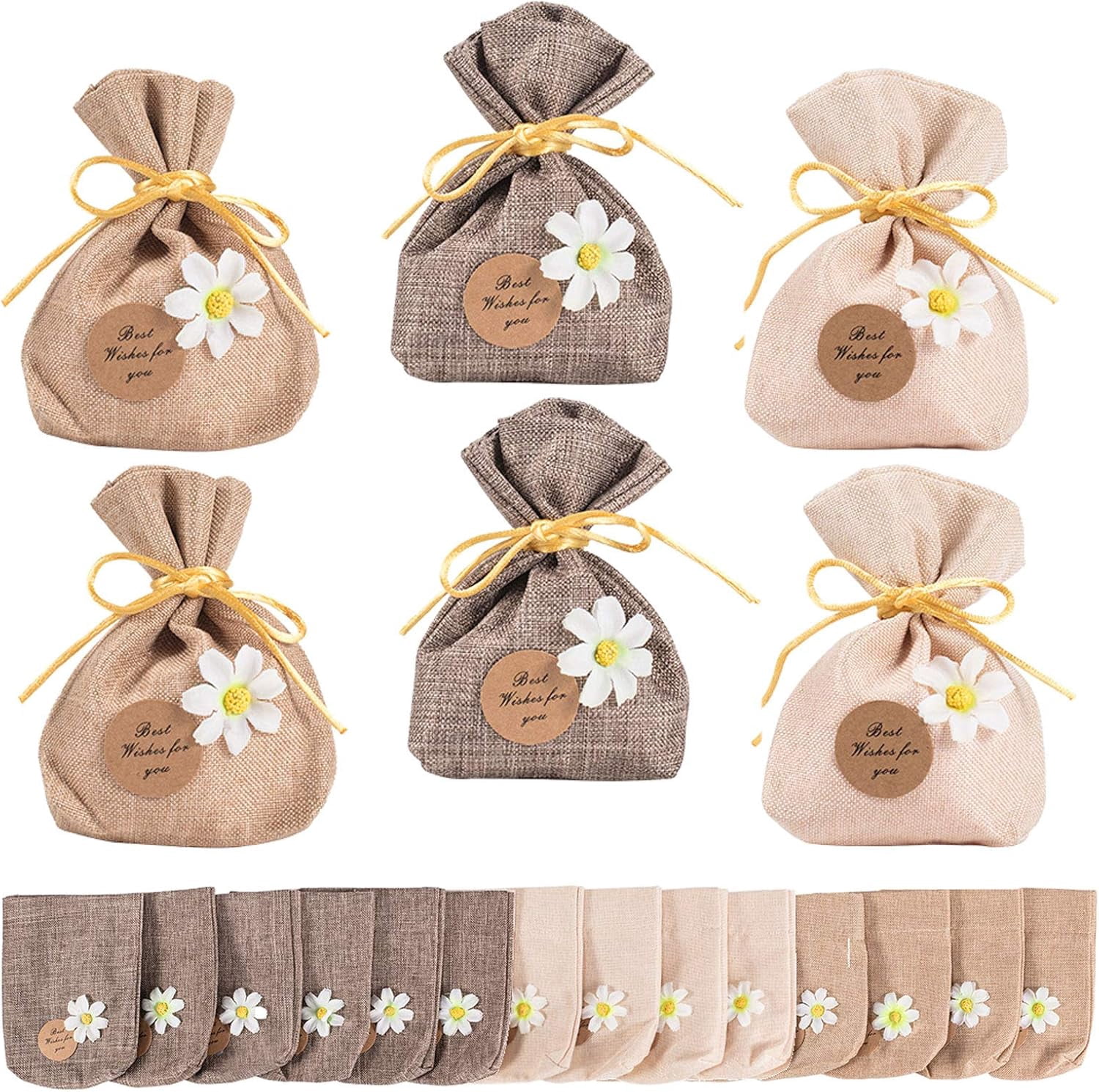 Cotton and Linen Cloth Packing Pouches Drawstring Bags Rectangle Mixed ...