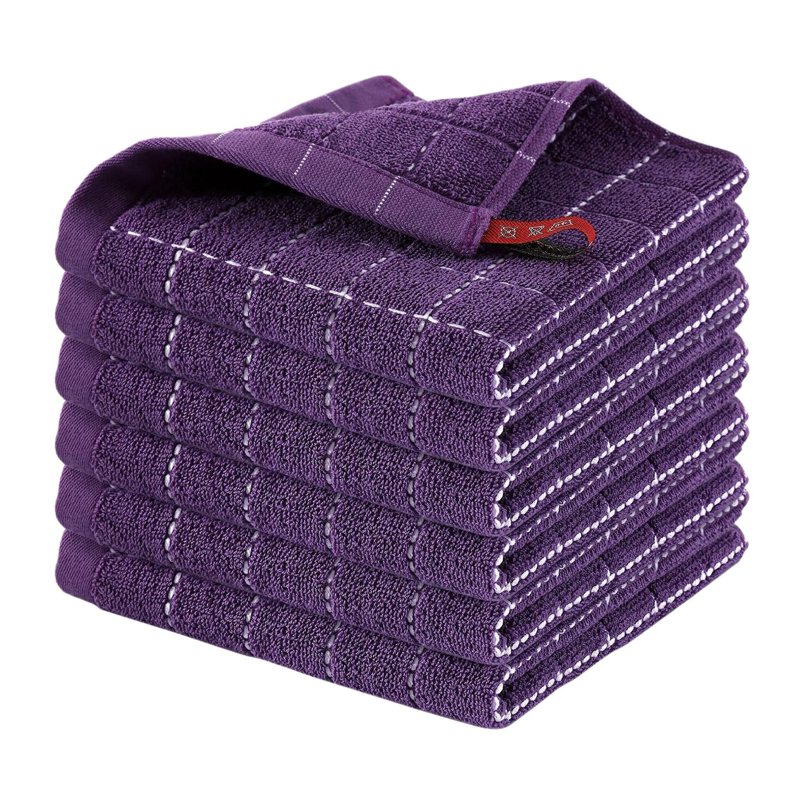 Cotton checkered absorbent thickened rag purple A|Clean Kitchen Fast ...
