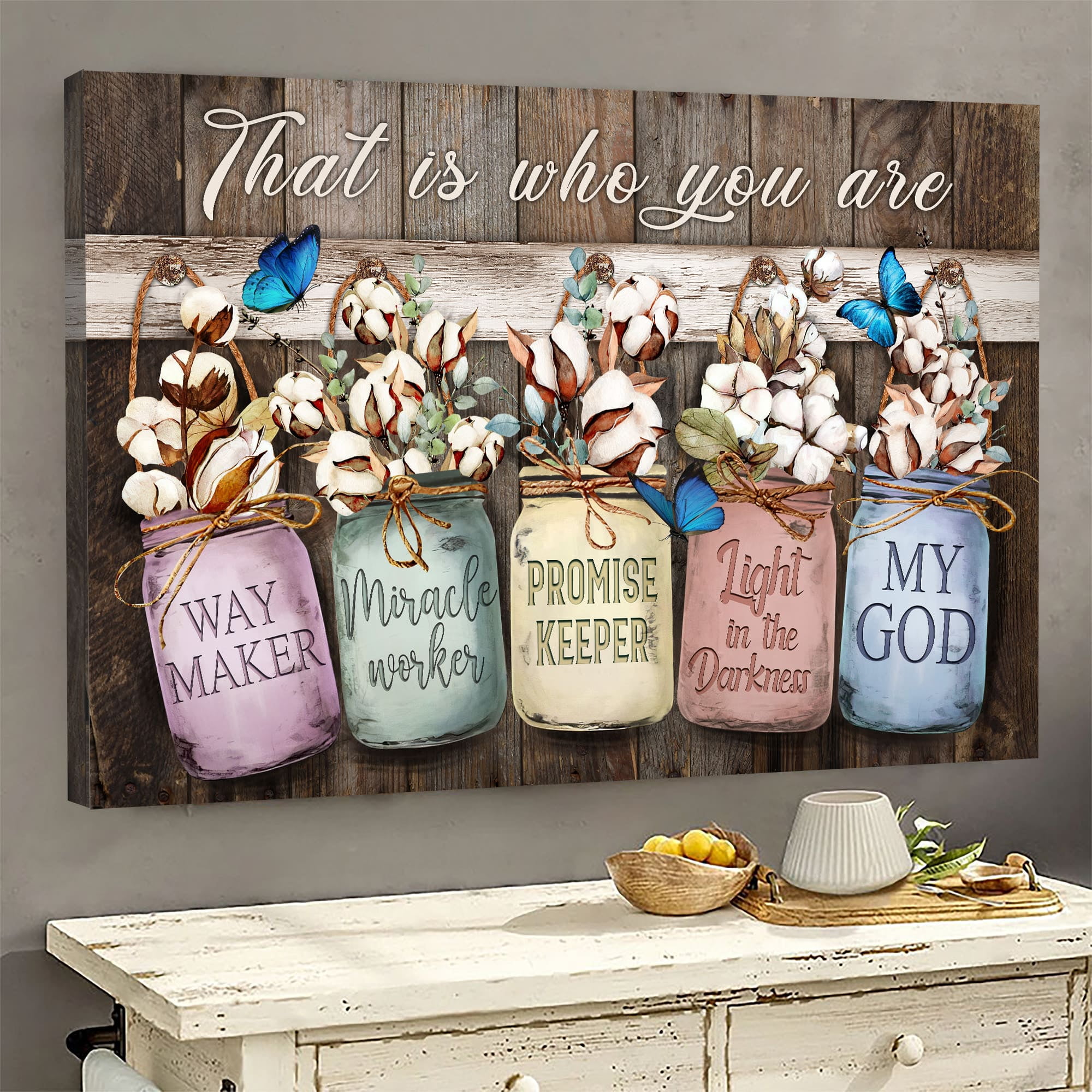 Cotton flower painting, Wooden door, That is who you are my God - Jesus ...