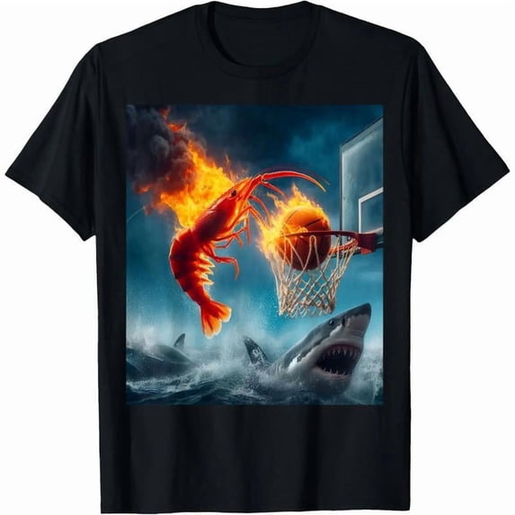 [Cotton graphic tees]men gifts Casual shortsleeve tops Shrimp Dunking ...