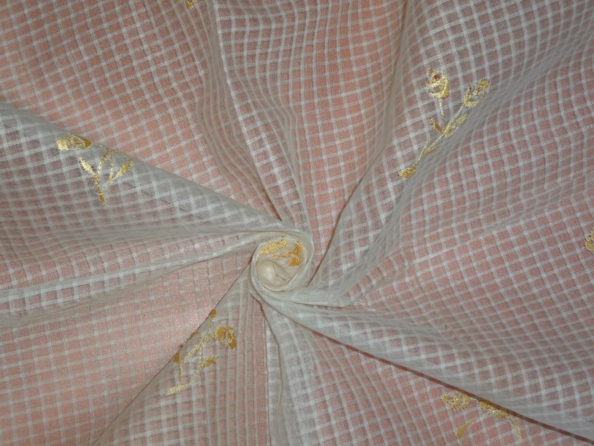 Cotton organdy fabric Ivory with Golden yellow embroidery - Walmart.com