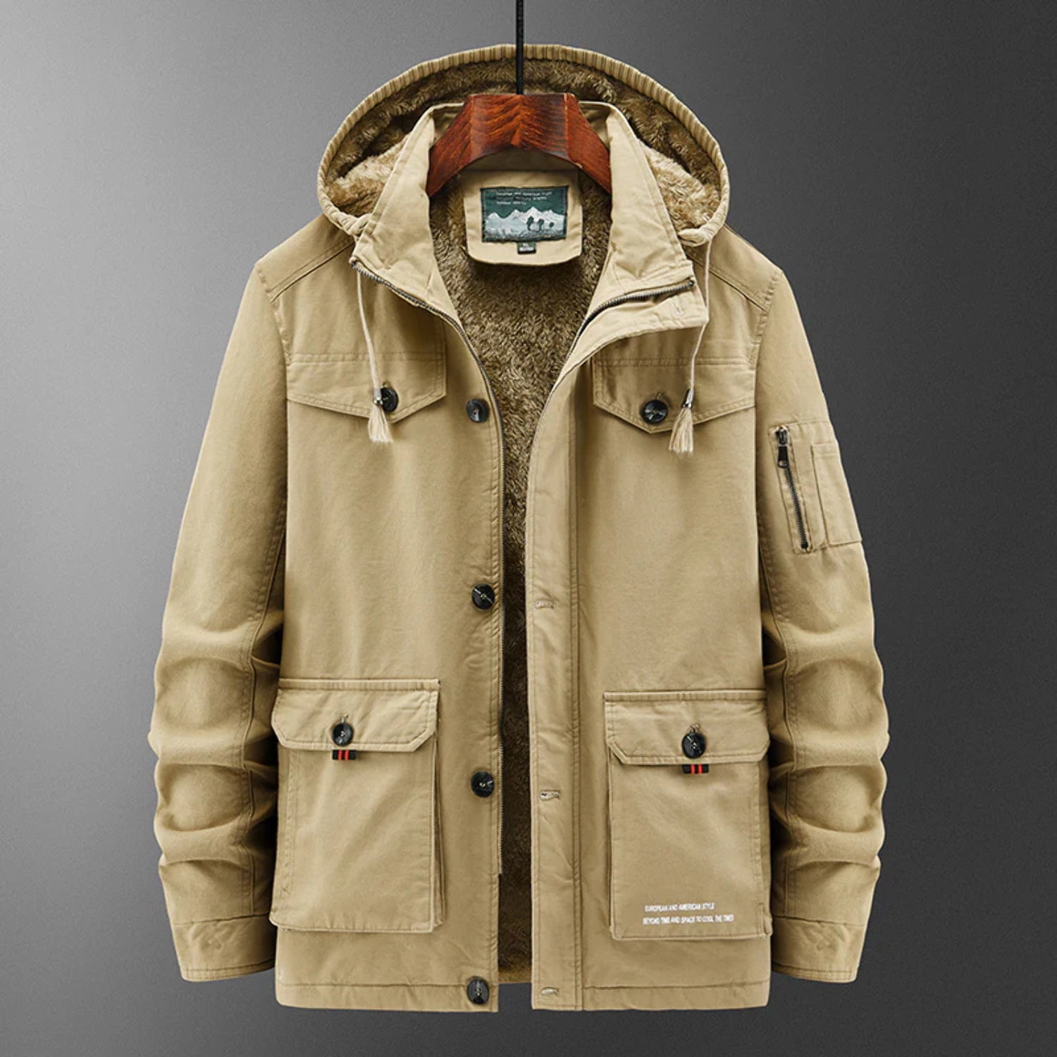 Cotton-padded Coat For Men Plus-sized Velvet Padded Thickened Coat ...