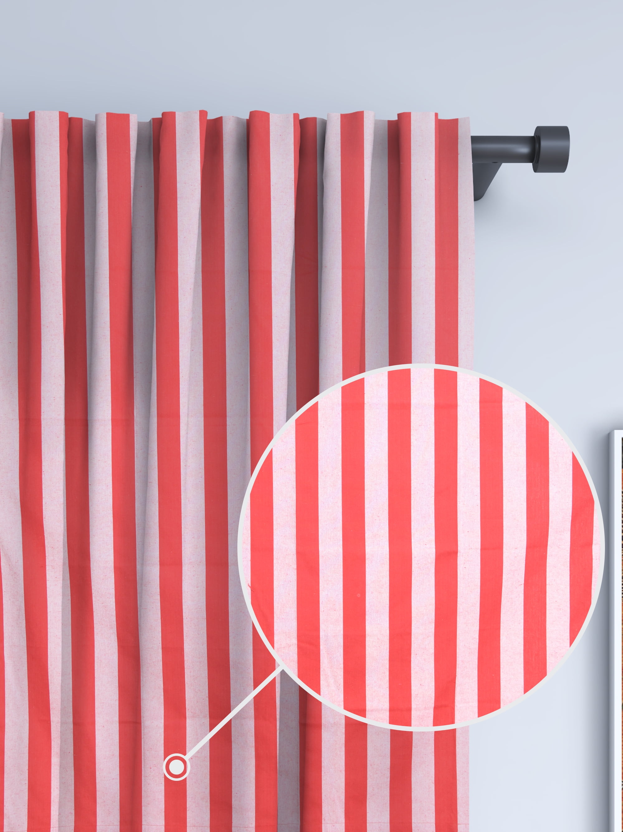 GFI Linen Clubs 100% Cotton Red Stripe Reverse Tab / Rod Pocket ...