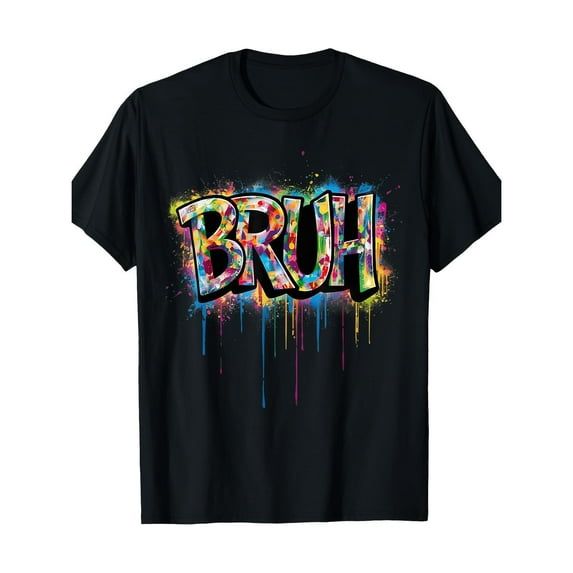 Cotton short sleeve T-shirt boys bruh funny saying meme graffiti ...