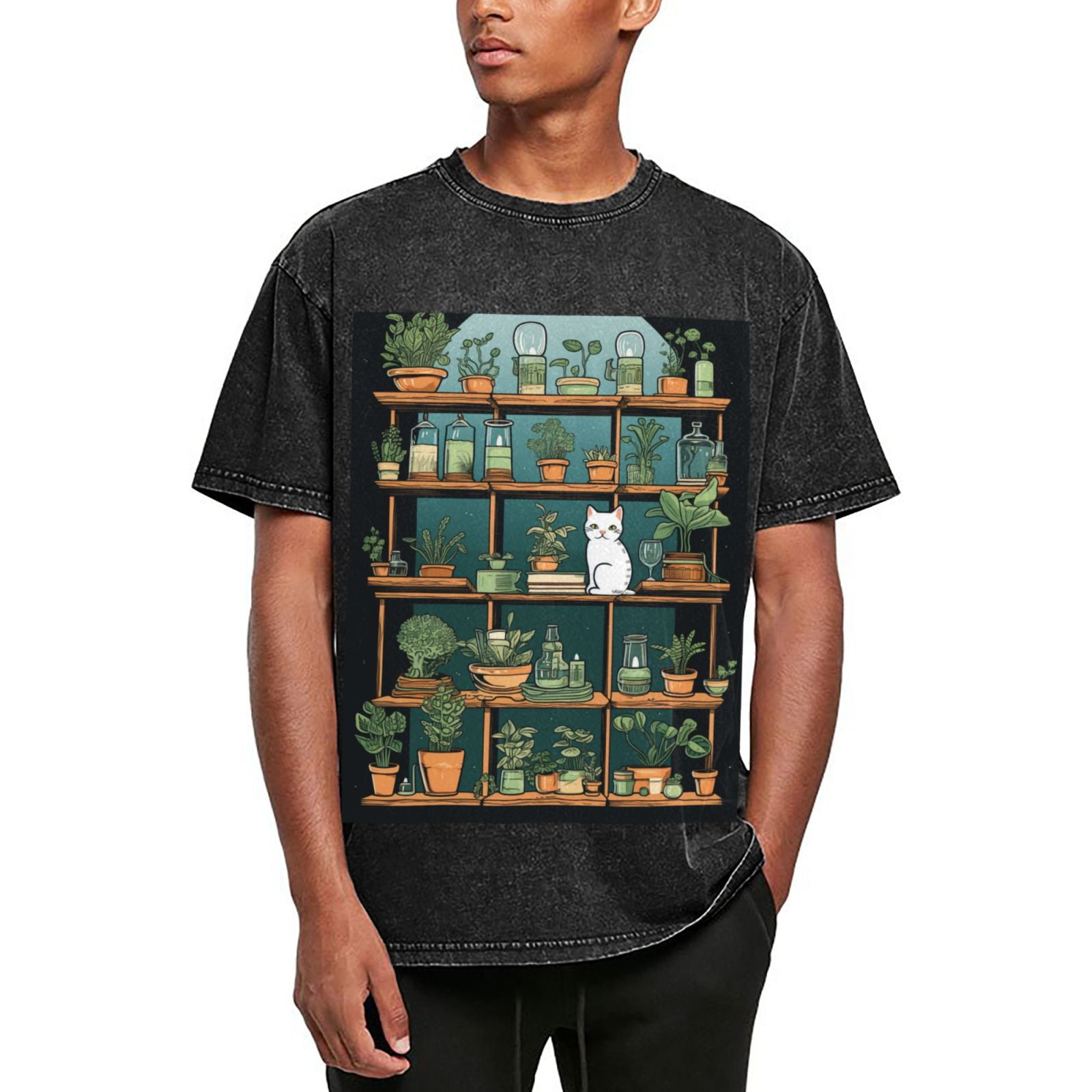 Cotton washed graphic shoulder drop retro oversized T-shirt Peek-a-boo ...