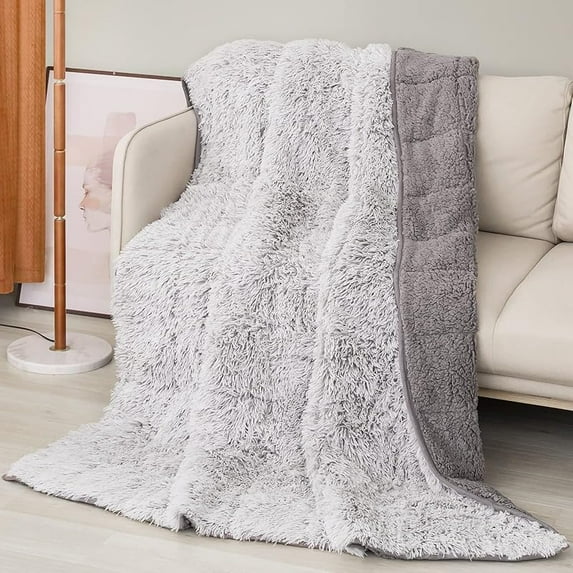 Cottonblue Weighted Blanket 15lbs, Sherpa Faux Fur Reversible Luxury ...