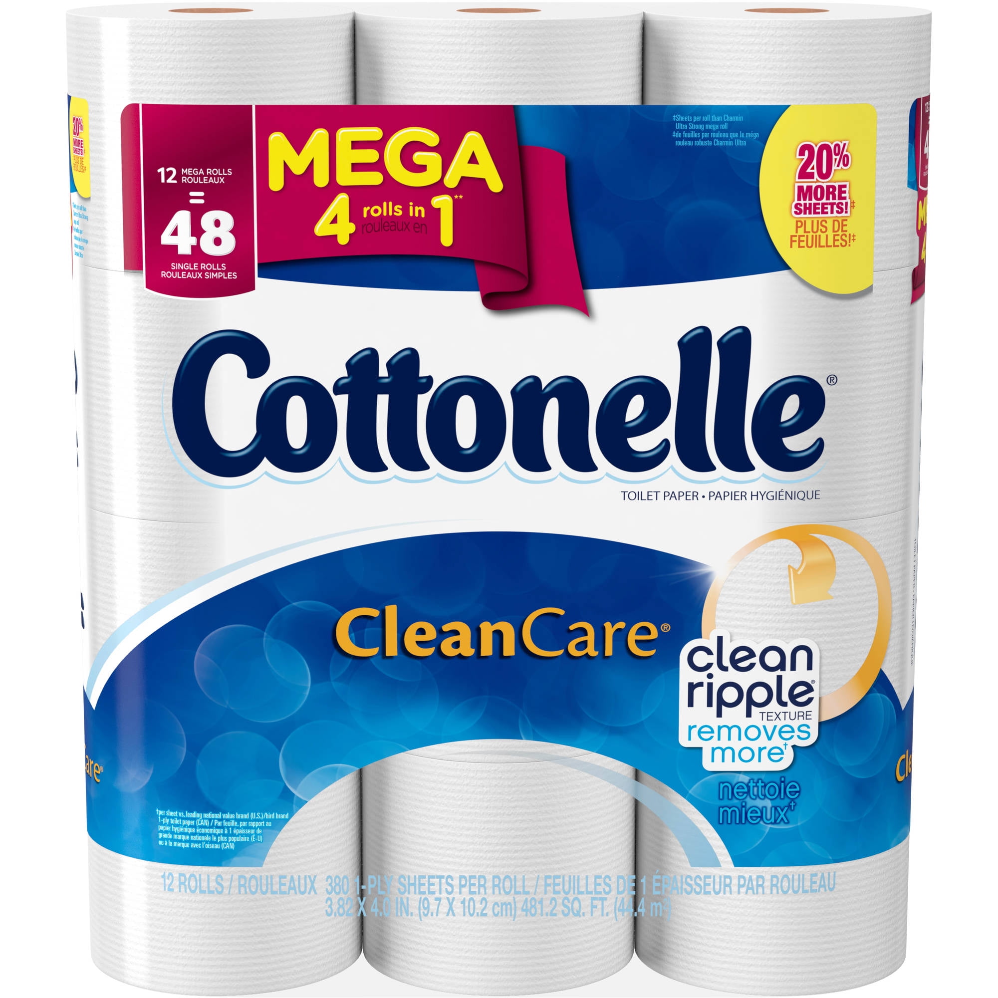 Cottonelle Clean Care Toilet Paper, 12 Mega Rolls - Walmart.com