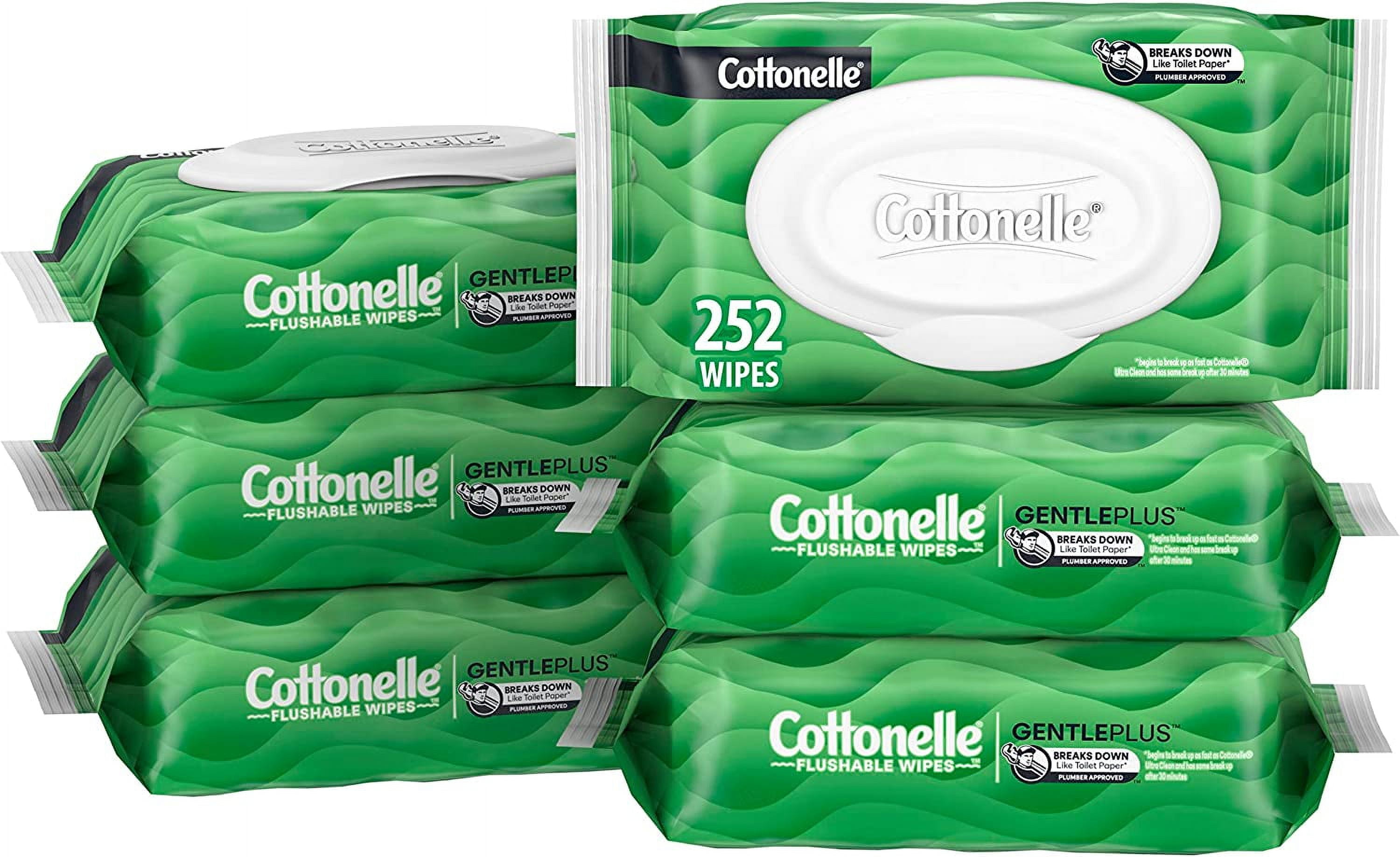 Cottonelle GentlePlus Flushable Wet Wipes with Aloe & Vitamin E, 6 Flip ...