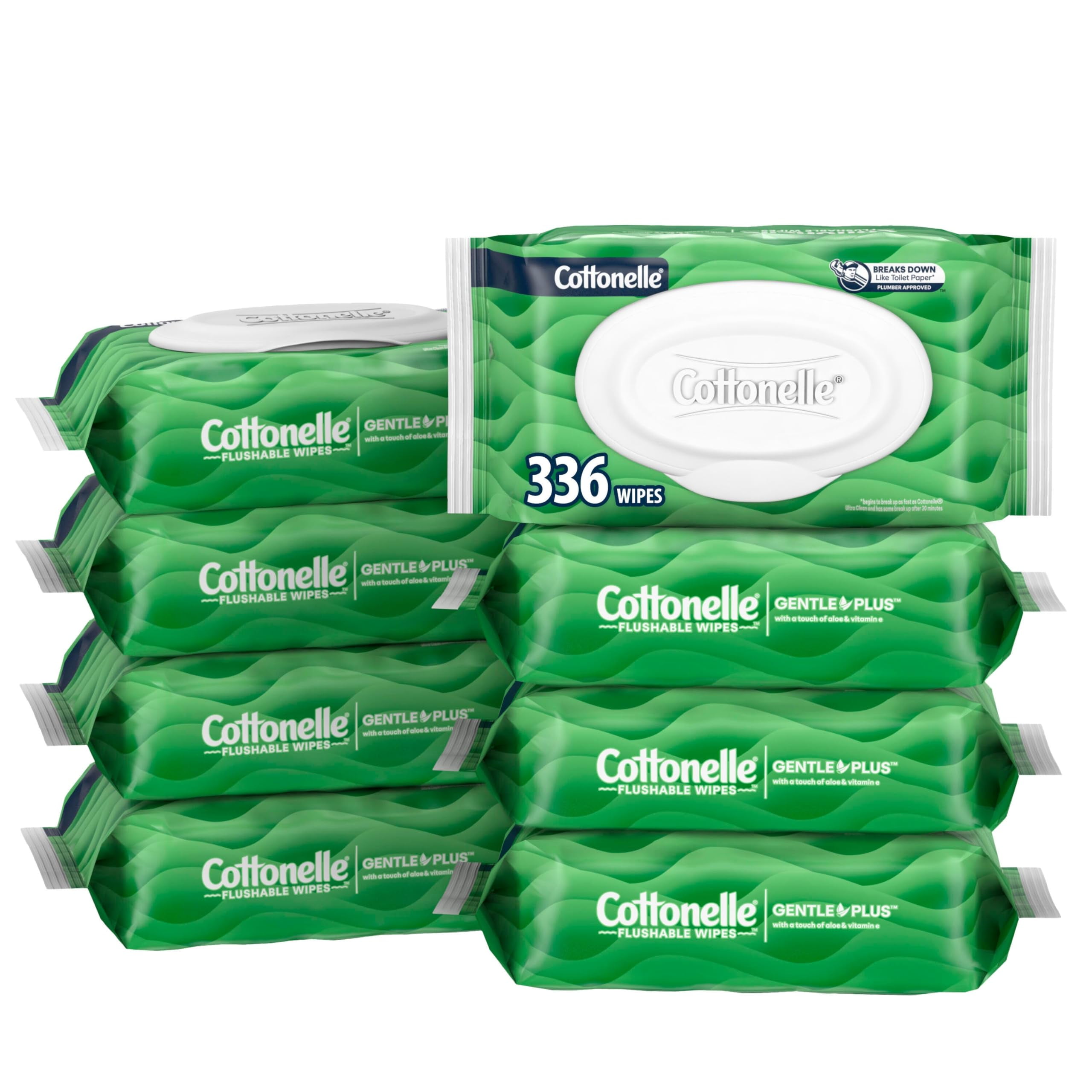 Cottonelle GentlePlus Flushable Wet Wipes with Aloe & Vitamin E, 8 Flip ...
