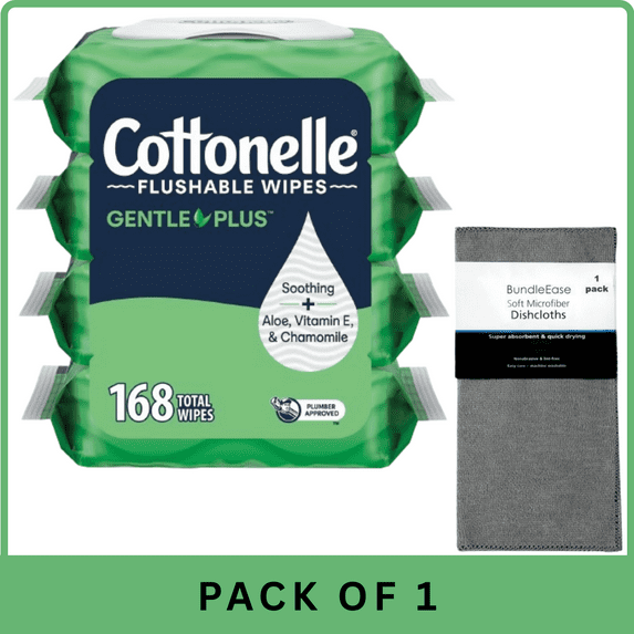 Cottonelle GentlePlus Flushable Wipes With Microfiber Solid Color Towel ...