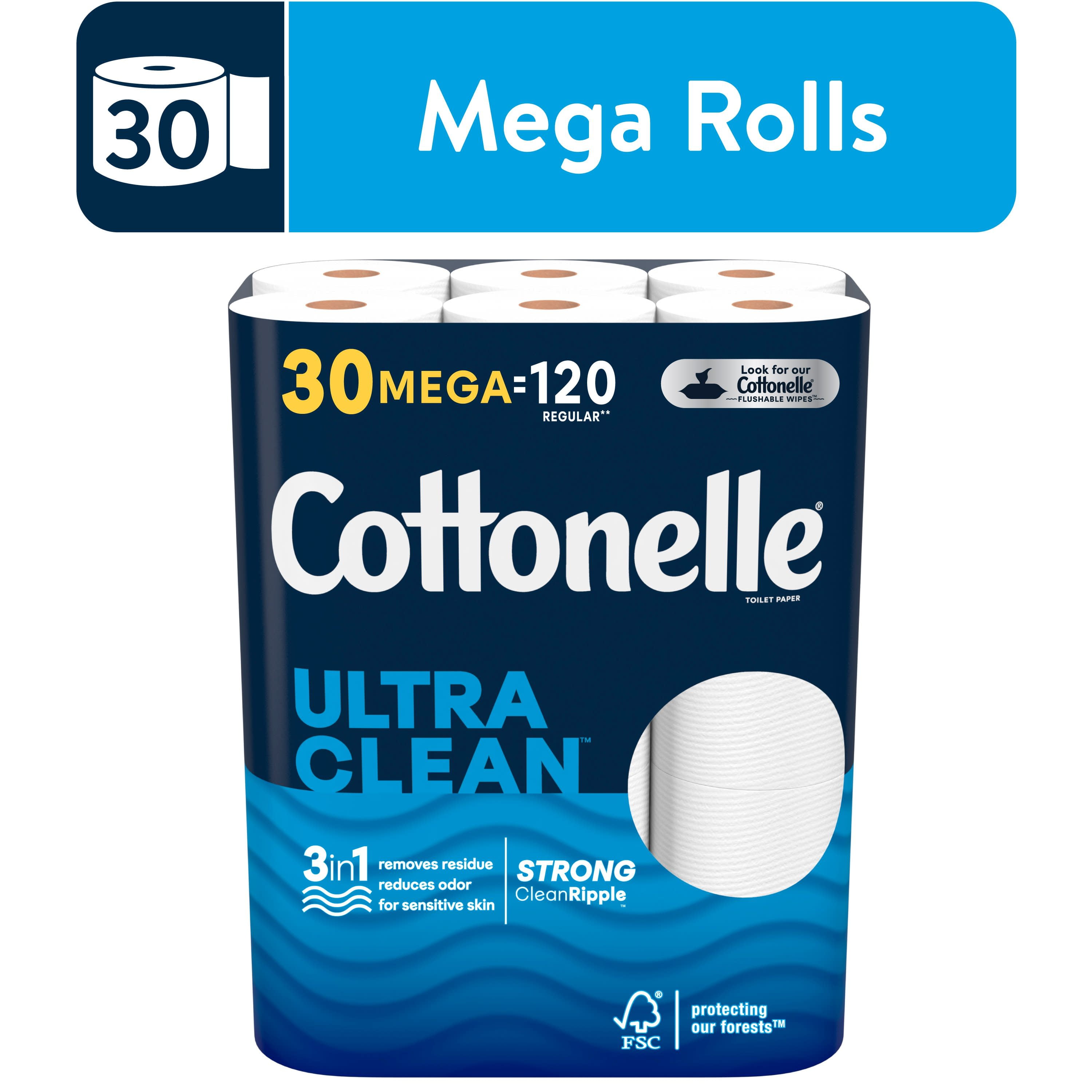 Cottonelle Ultra Clean Care Toilet Paper, Strong Ripple Tissue, 30 Mega ...