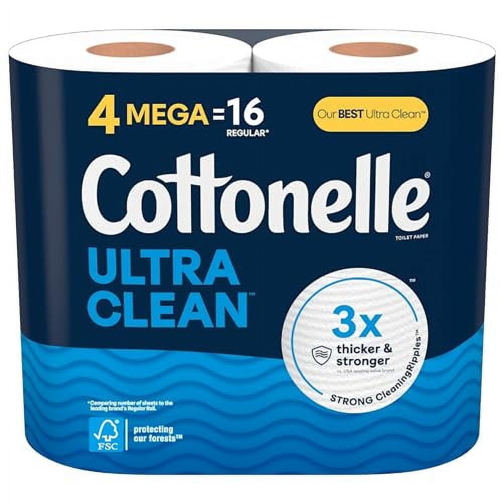 Cottonelle Ultra Clean Toilet Paper, 4 Mega Rolls (4 Mega Rolls = 16 ...