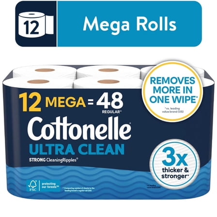 Cottonelle Clean Care Toilet Paper, 12 Mega Rolls - Walmart.com