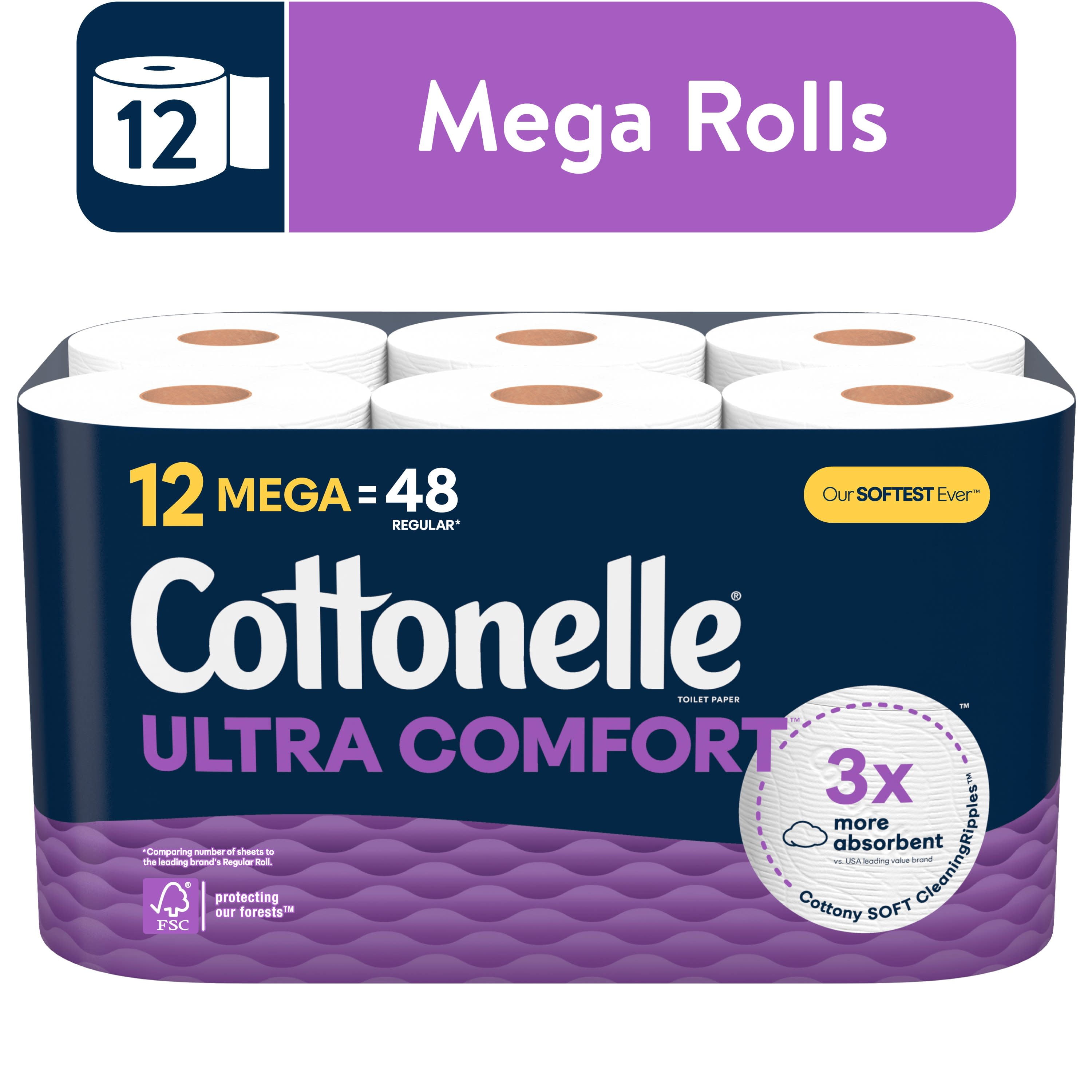 Cottonelle Ultra Comfort Toilet Paper, 12 Mega Rolls - Walmart.com