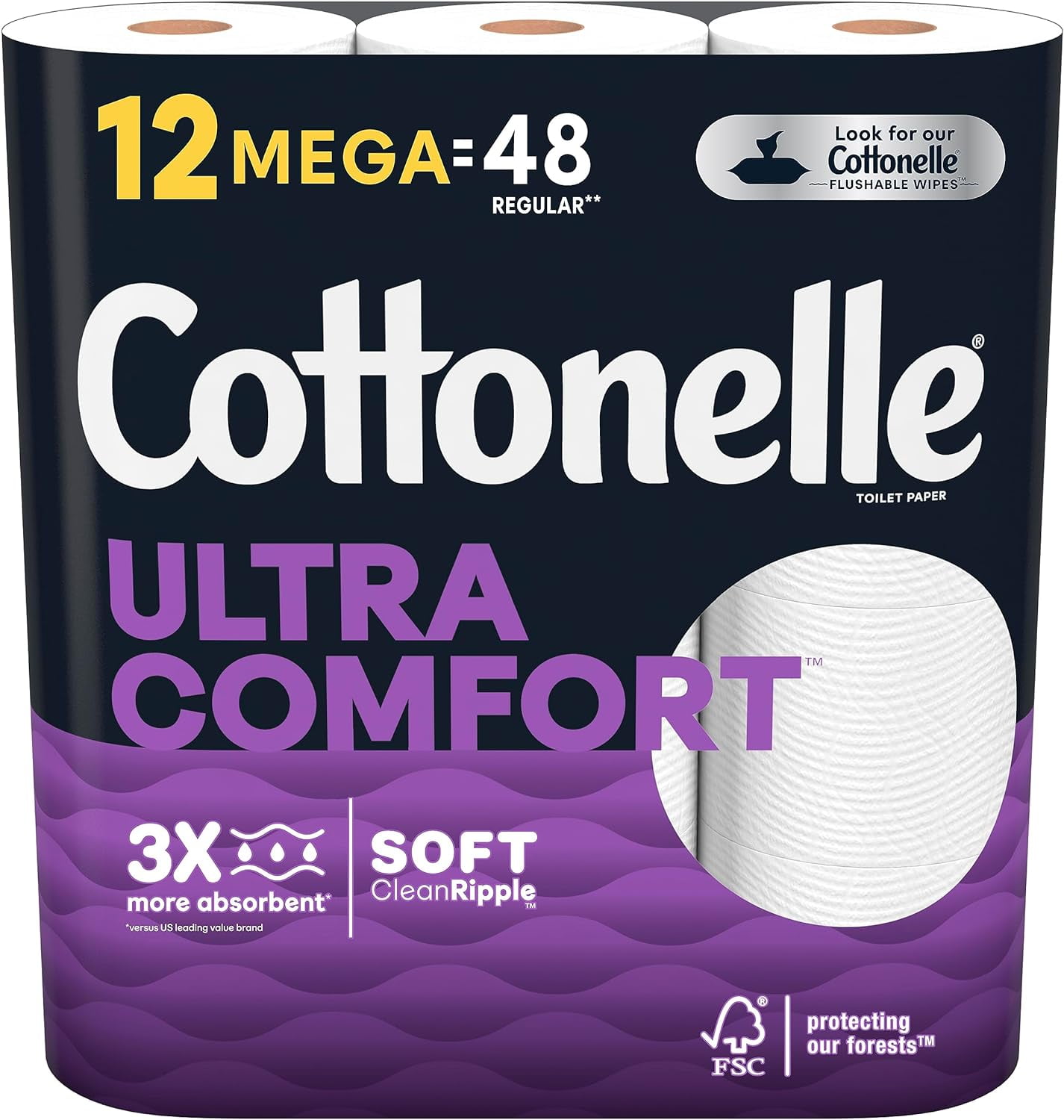 Cottonelle Ultra Comfort Toilet Paper, Strong Toilet Tissue, 12 Mega ...
