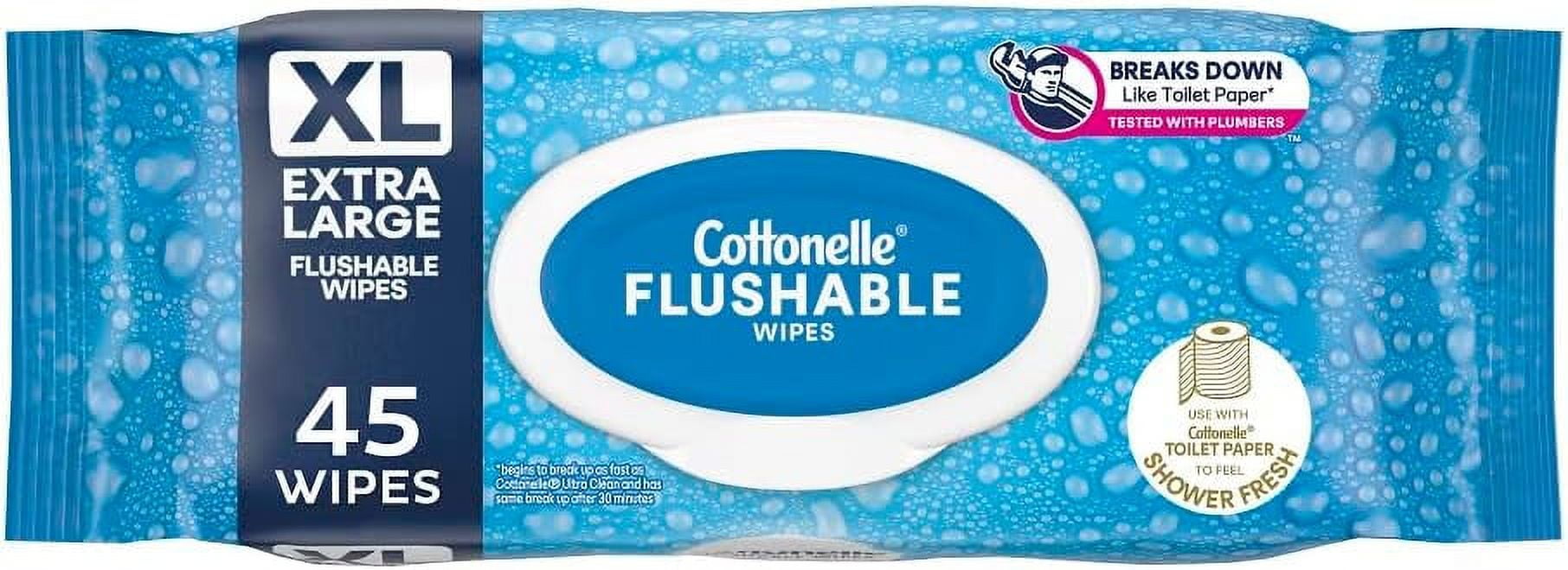 Cottonelle XL Flushable Wet Wipes - 1 Flip-Top Pack, 45 Total Flushable ...