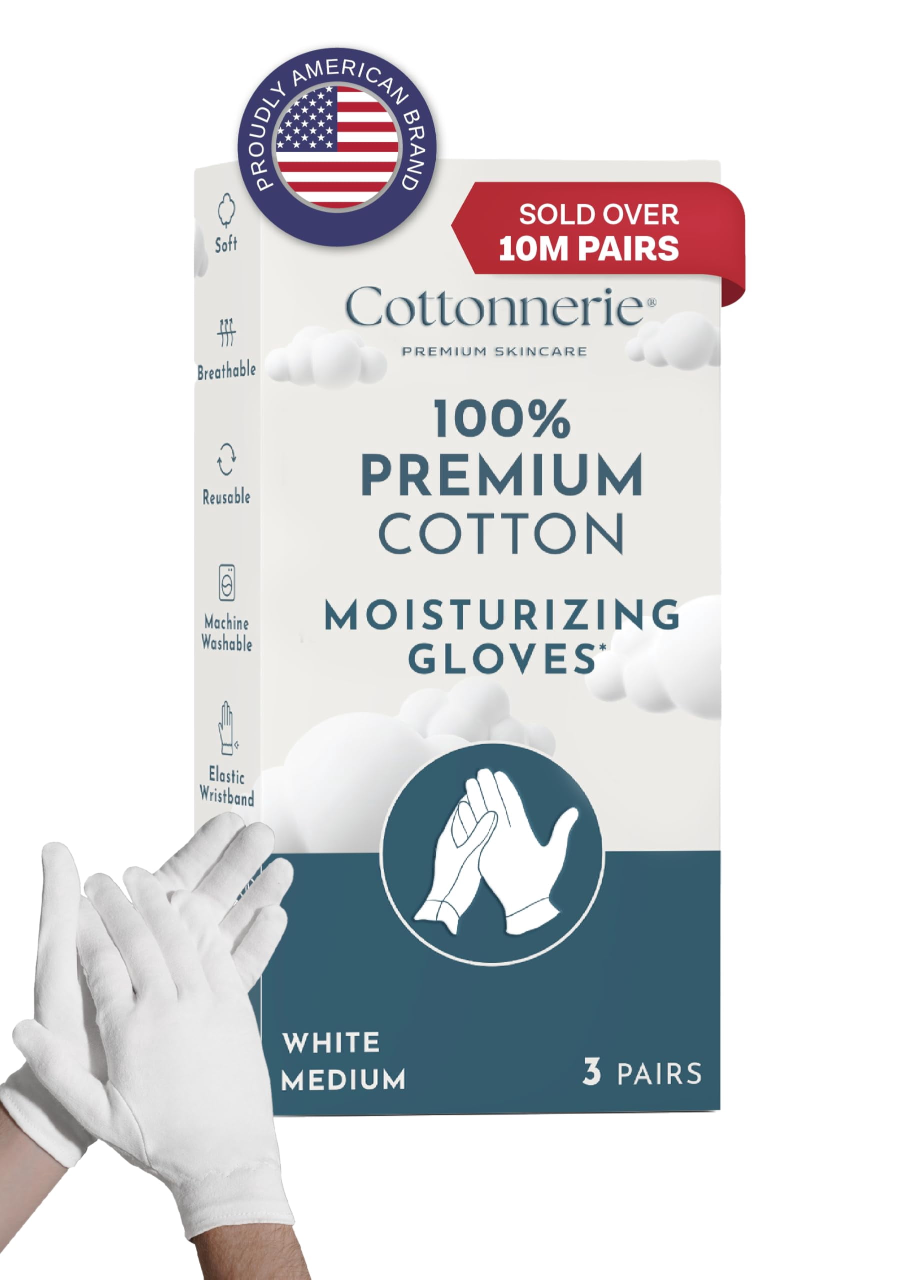 Cottonnerie Cotton Gloves for AIF9 Dry Hands Sleeping, Gloves Overnight ...