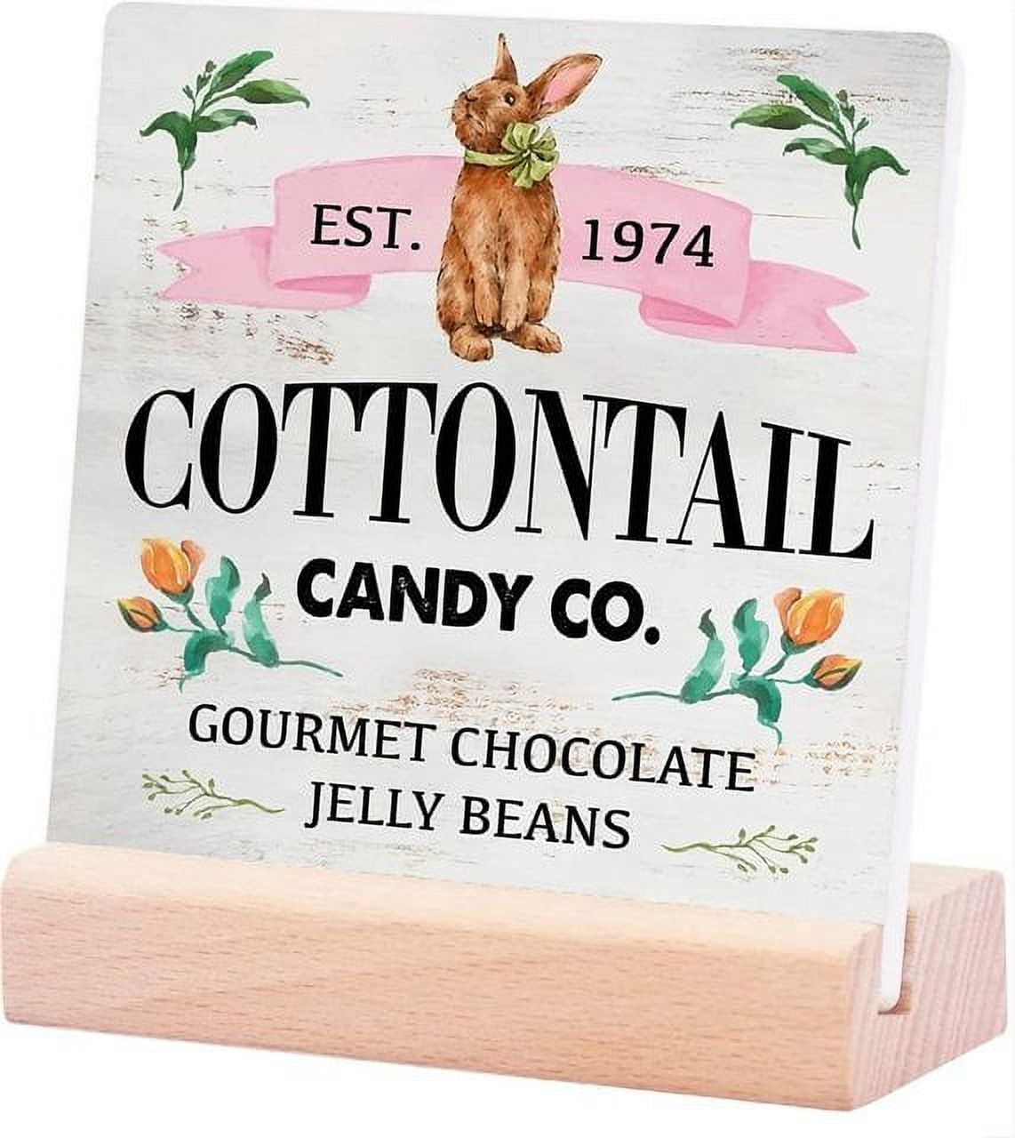 Cottontail Candy Easter Table Sign Home Decor Easter Ceramic Table ...