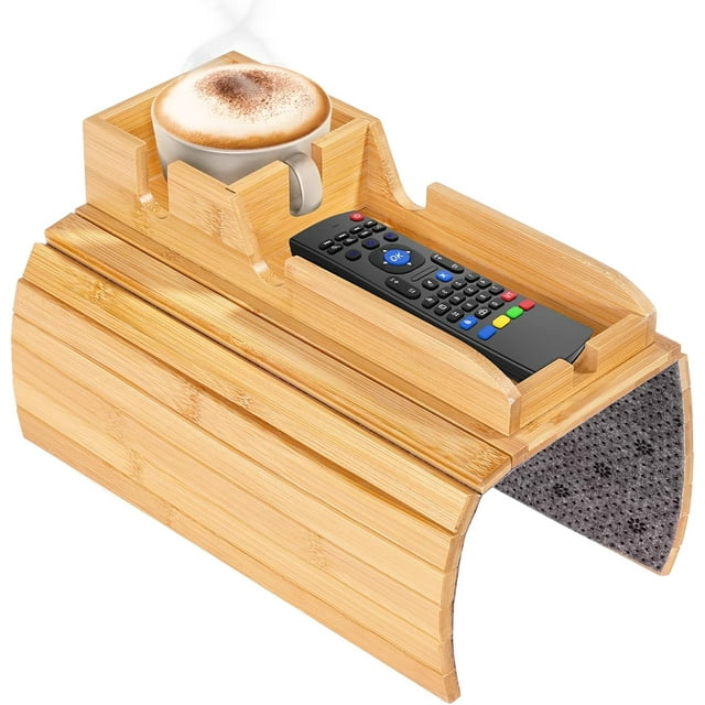 Couch Arm Cup Holder Tray, Bamboo Couch Arm Tray Table, Foldable Sofa ...
