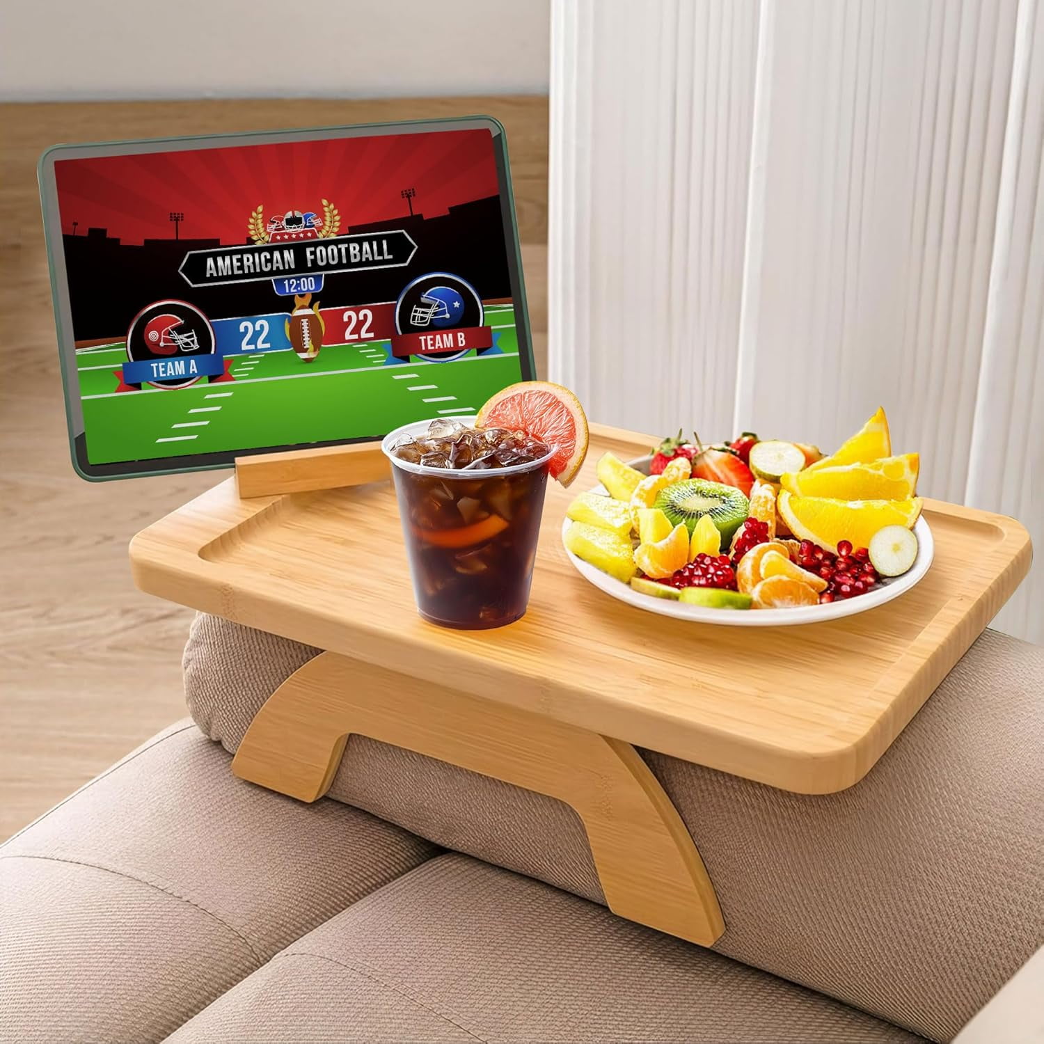 Couch Arm Table, Armrest Tray Table for Sofa, Couch Trays with Phone ...