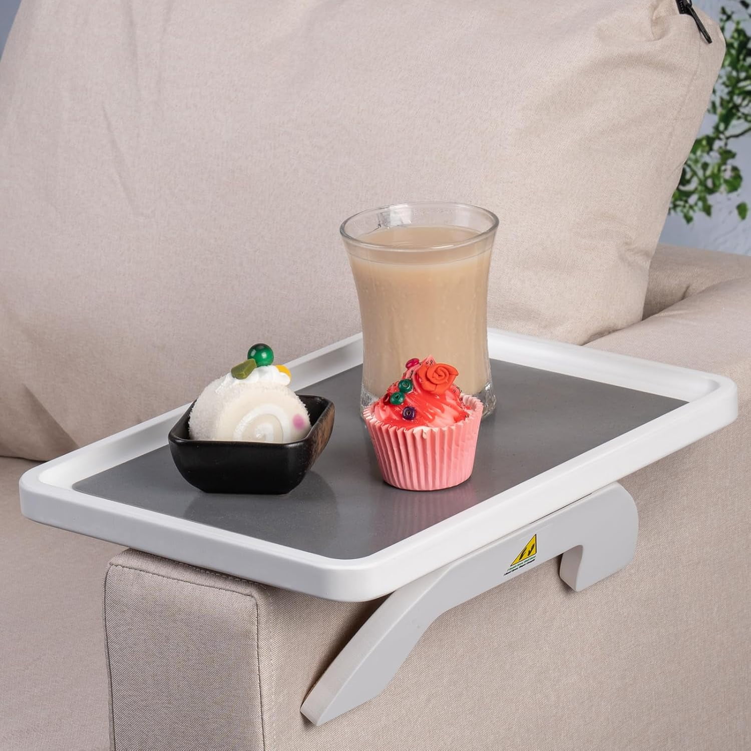 Couch Arm Table,Natural Bamboo Armrest Tray Table for Couch,for Drinks ...