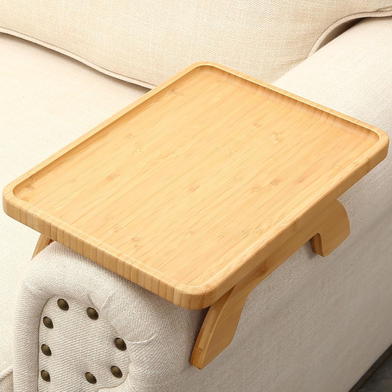 Couch Arm Table Tray, Bamboo Sofa Arm Clip on Side Tables, Arm Rest ...