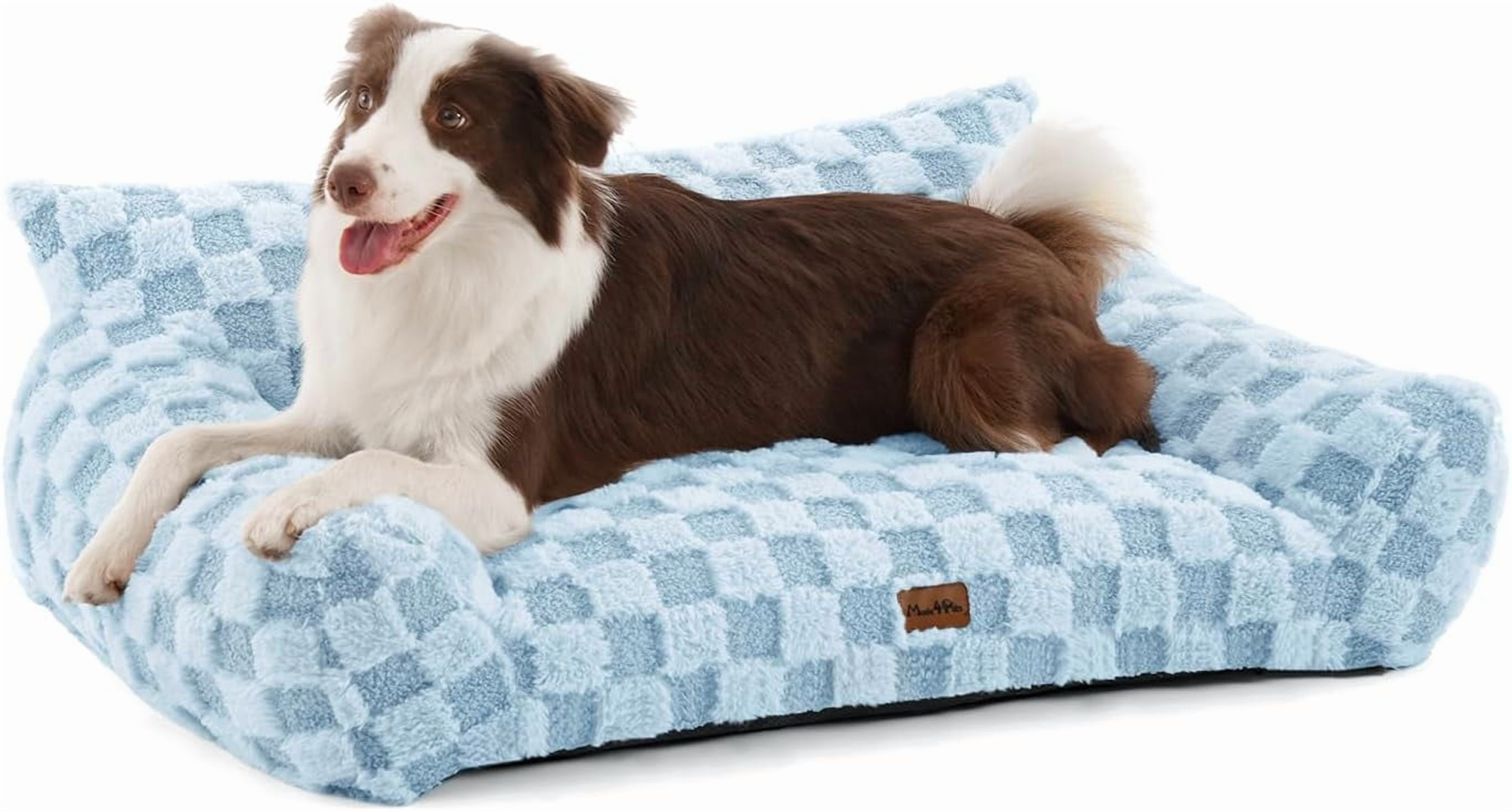 Couch Bed, Soft Faux Checkered Indoor Pet Sofa, Comfortable Fluffy Sofa ...