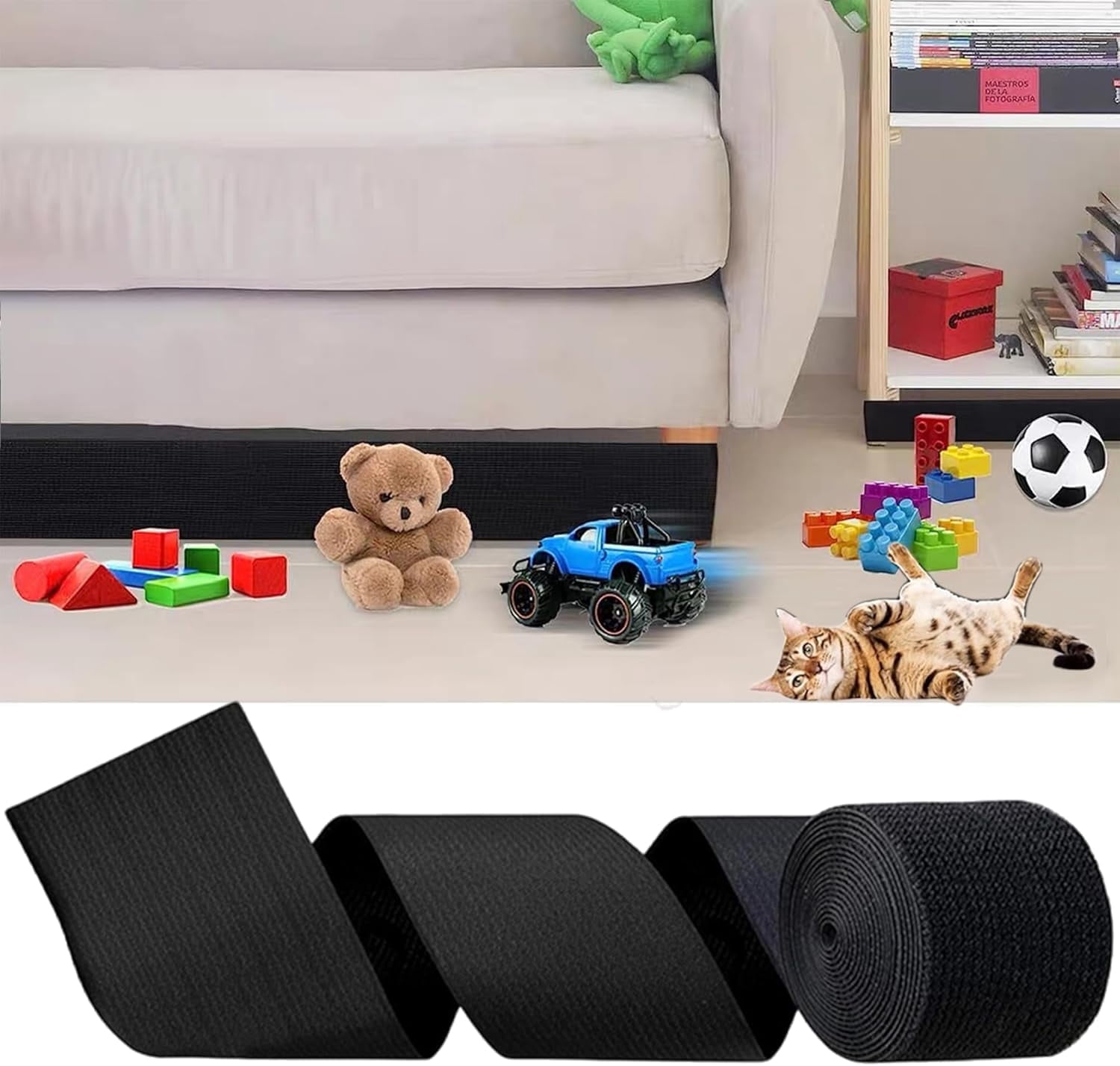 Under Couch Blocker for Pets and Kids Toy Black 3.94 in x 9.84 ft ...