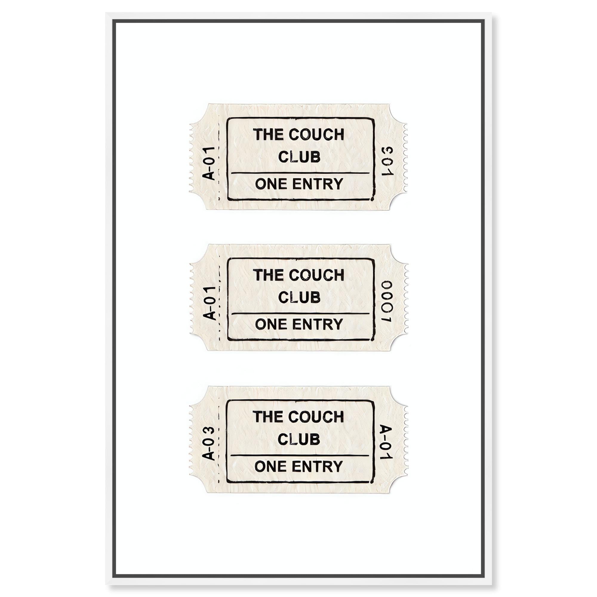 Couch Club Ticket Canvas Print Typography Art Print by Art Remedy ...