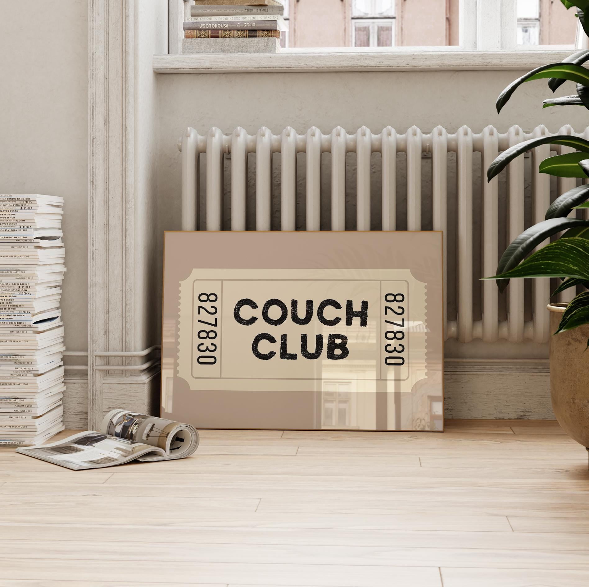 Couch Club Ticket Stub Print: Beige Vintage Wall Art (Unframed ...