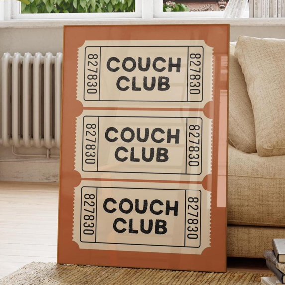 Couch Club Ticket Stub Print: Burnt Orange Vintage Wall Art (Print ...
