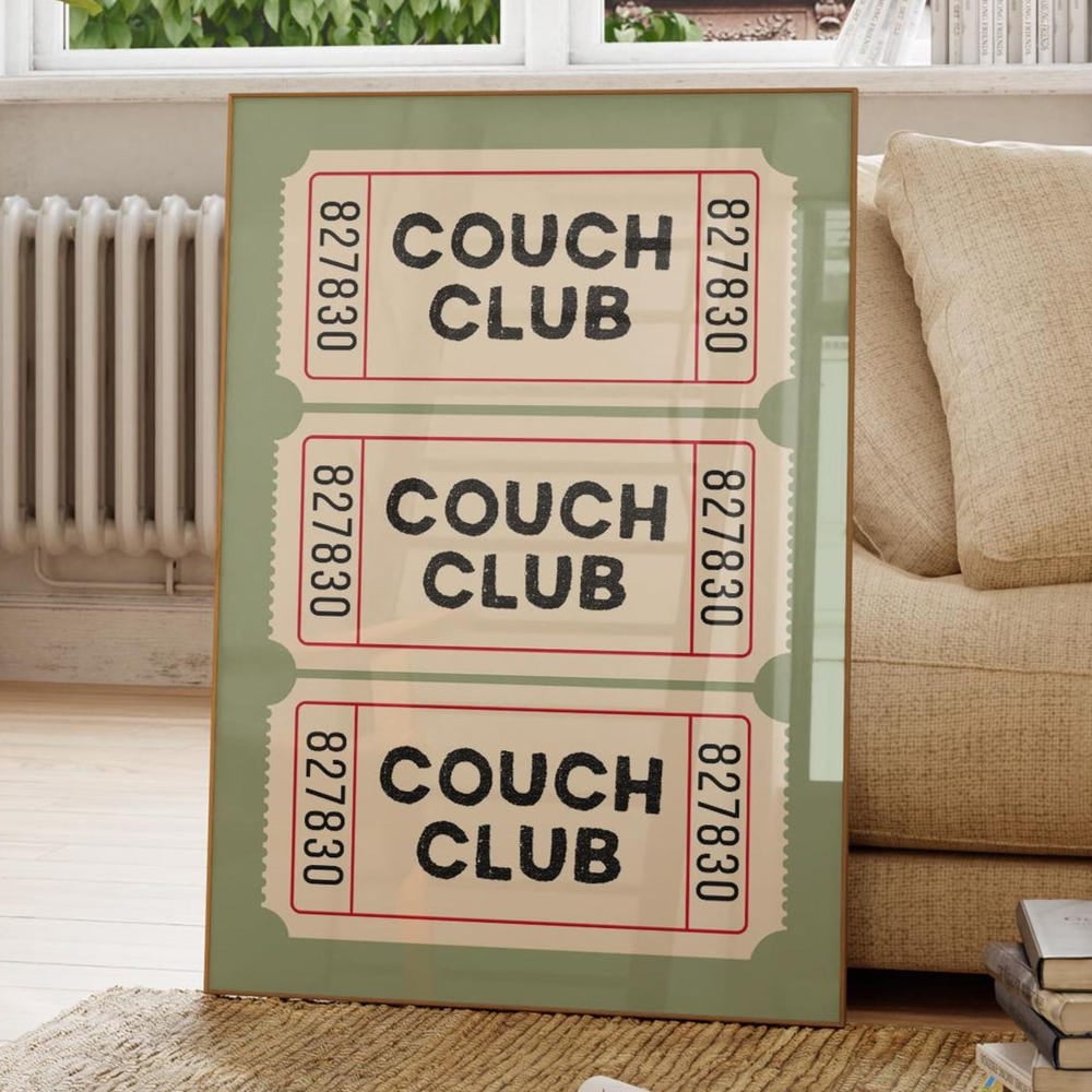 Couch Club Ticket Stub Print: Sage Green Vintage Wall Art (Print ...