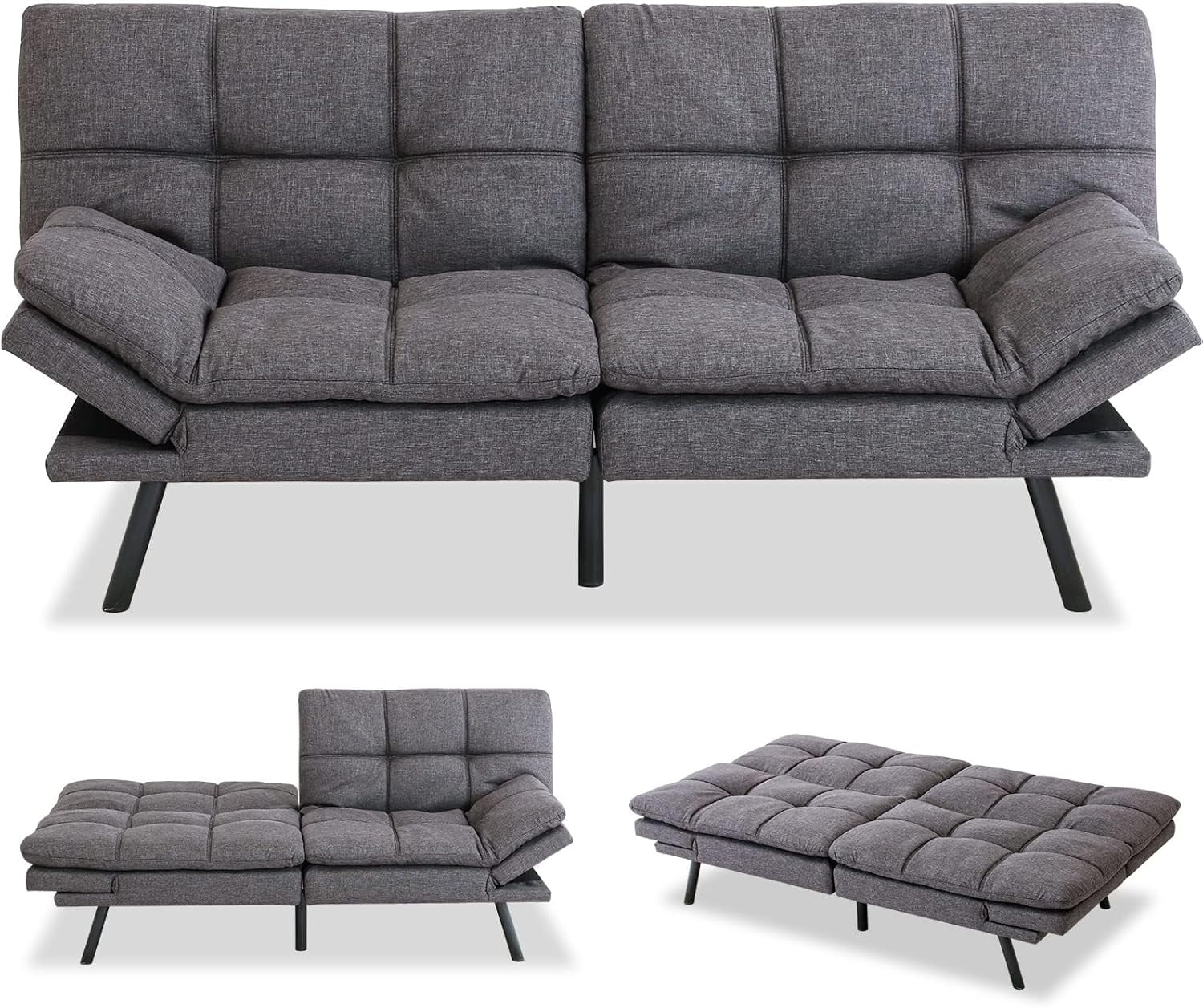 Couch,Convertible, Memory Foam Sleeper, Adjustable Modern Loveseat ...