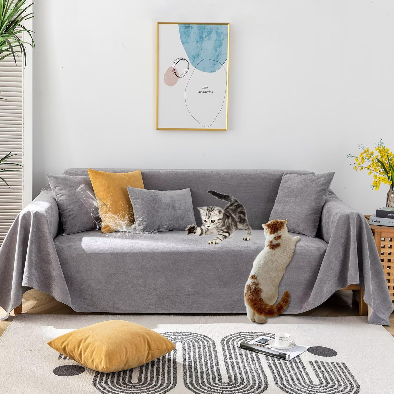 Couch Cover Boho Sofa Cover, Anti Slip Chenille Sectional Couch Covers ...