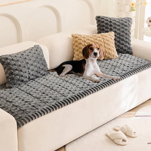 Couch Cover for Dogs Fuzzy Sofa Covers for Pet, Geometric Jacquard ...