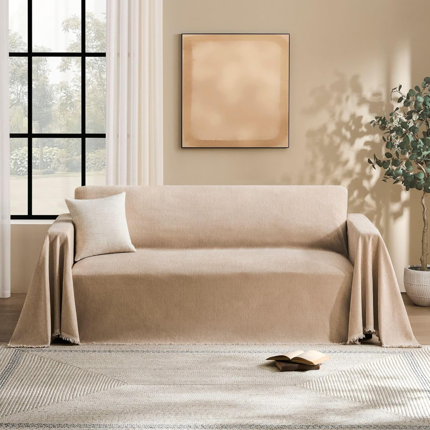 Couch Cover for Dogs Washable Sand Couch Covers for 2 Cushion Couch ...