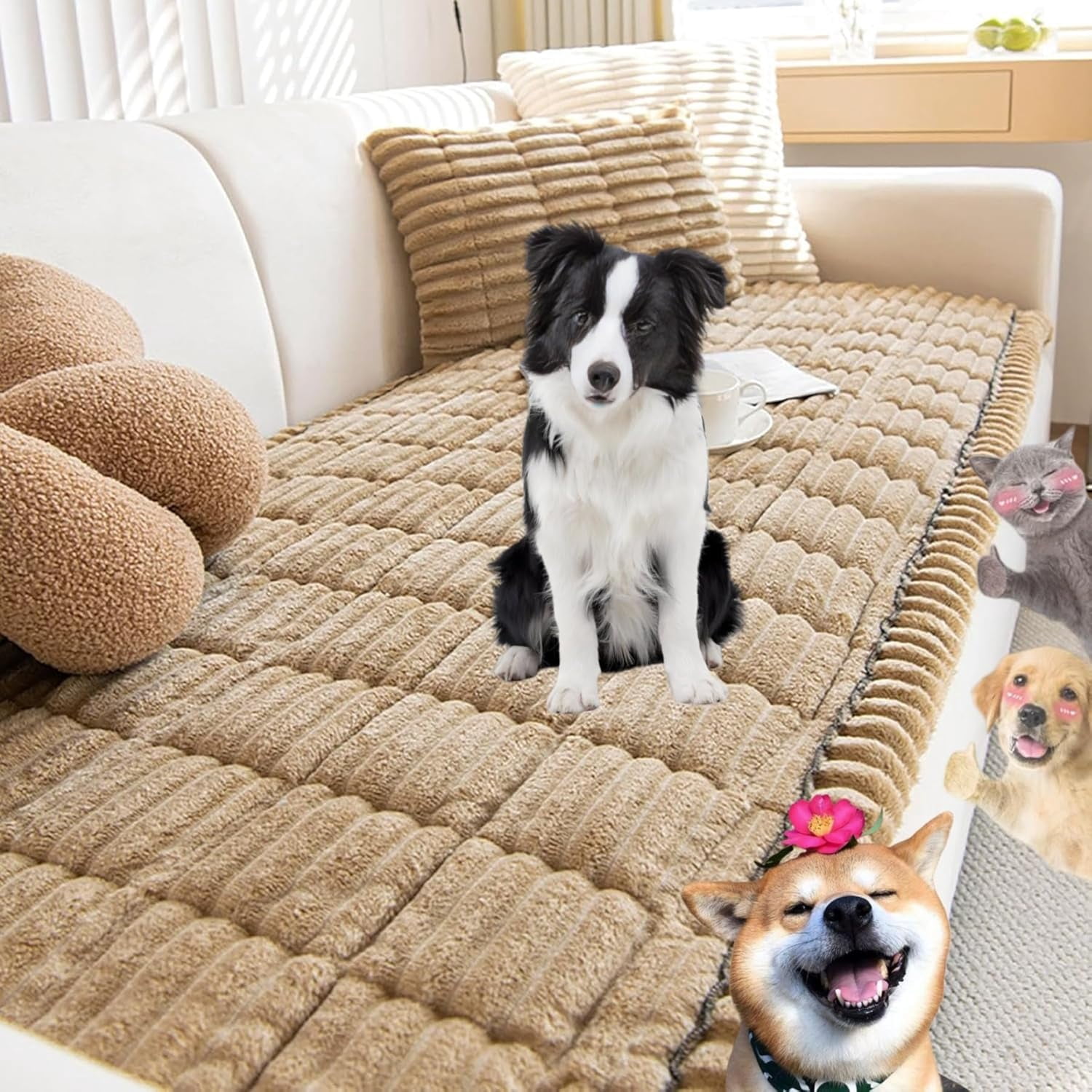 Couch Cover, Paw Lounge Plush Pet Couch Cover, Ultra-Soft Quilted Sofa ...