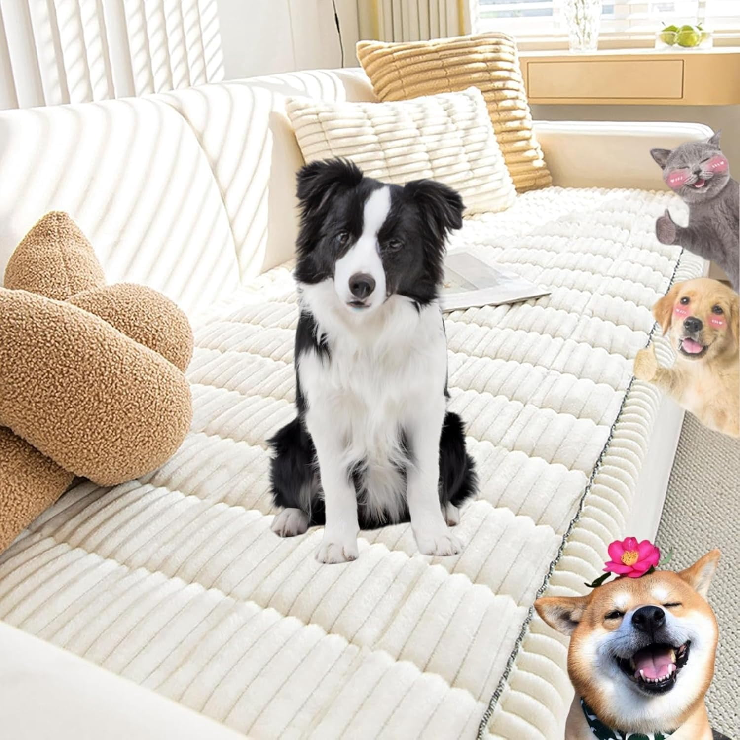Couch Cover, Paw Lounge Plush Pet Couch Cover, Ultra-Soft Quilted Sofa ...