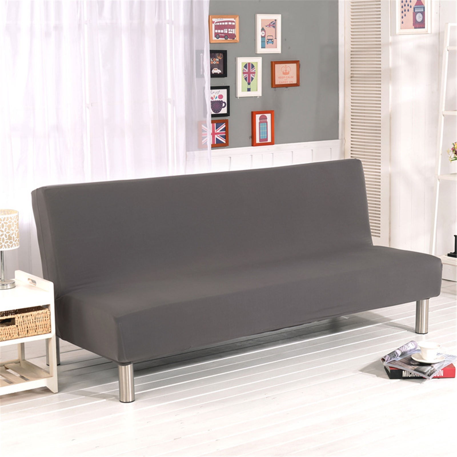 Couch Cover Nomeni Folding Sofa Cover Solid Color Futon Slipcover ...