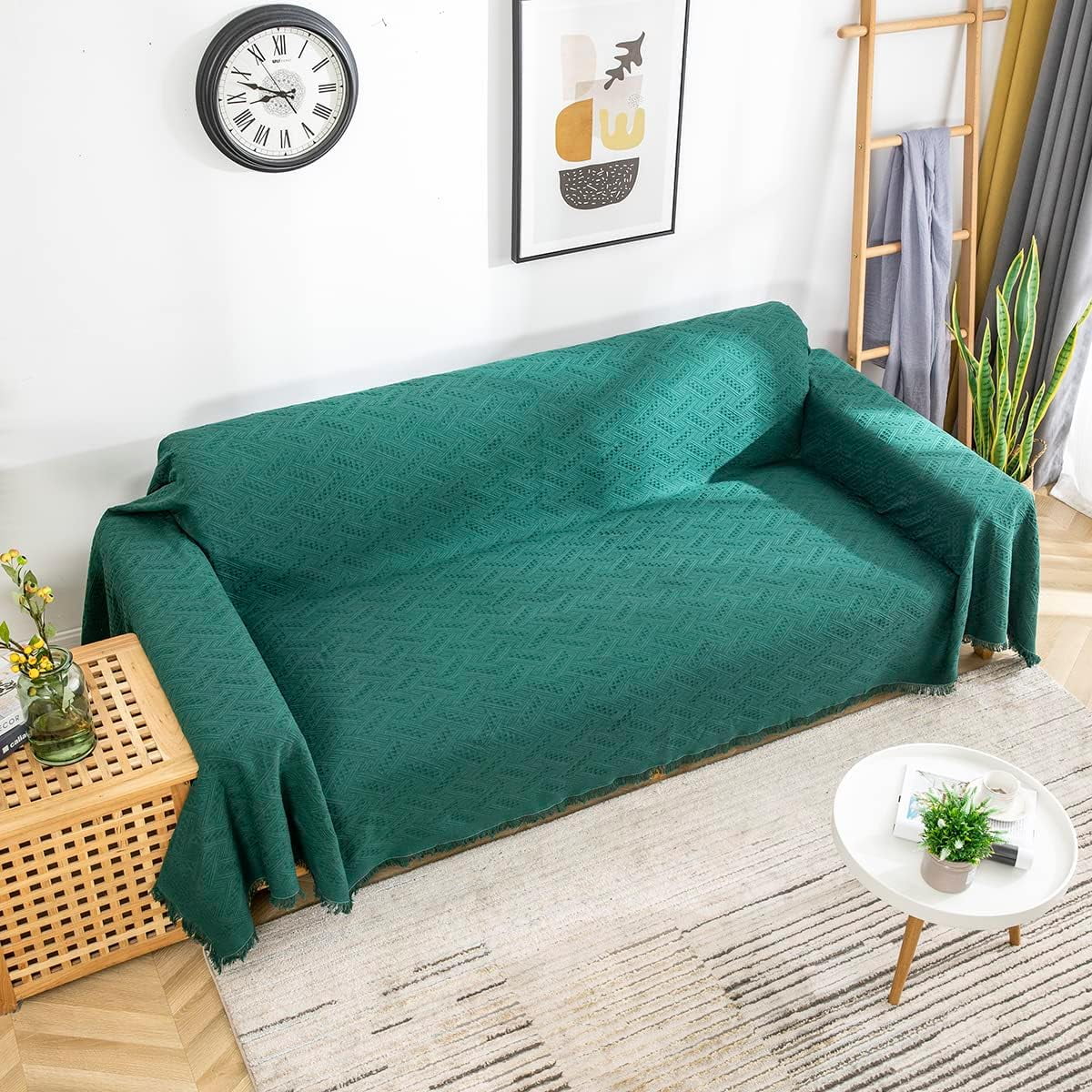 Couch Cover Sheet Blanket, Oversized Reversible Covers for 3-4 Cushion ...