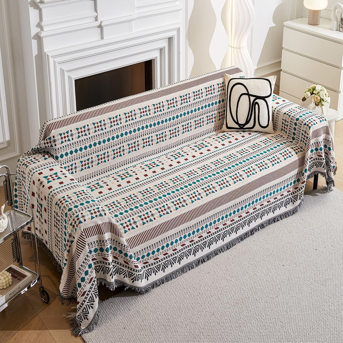 Couch Cover Sheet Blanket, Oversized Reversible Covers for 3-4 Cushion ...