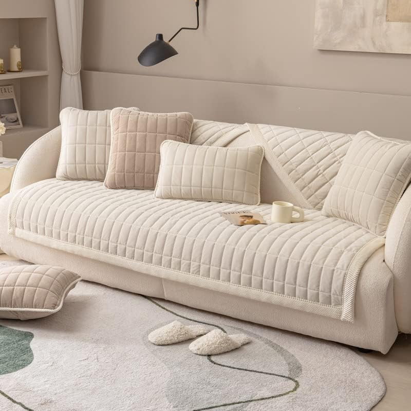 Couch Cover,Sofa Cover Sectional Couch Covers,Plaid Quilted Suede Sofa ...