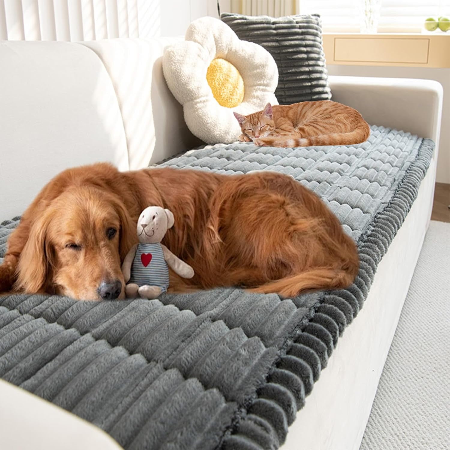 Couch Cover with Waterproof Lining, Plush Pet Couch Cover, Machine ...