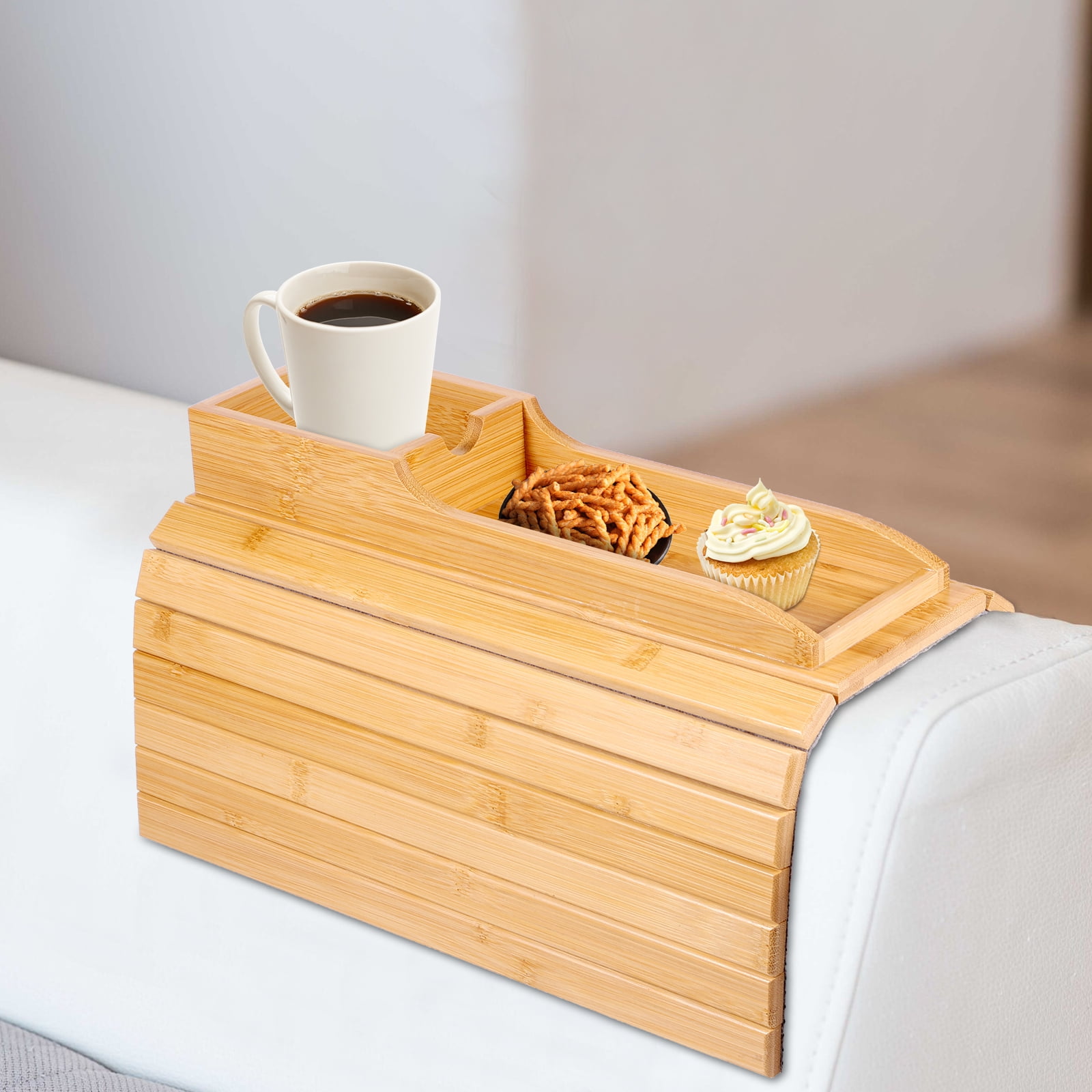 Couch Cup Holder, Anti-Slip Couch Arm Cup Holder, Bamboo Couch Arm Tray ...