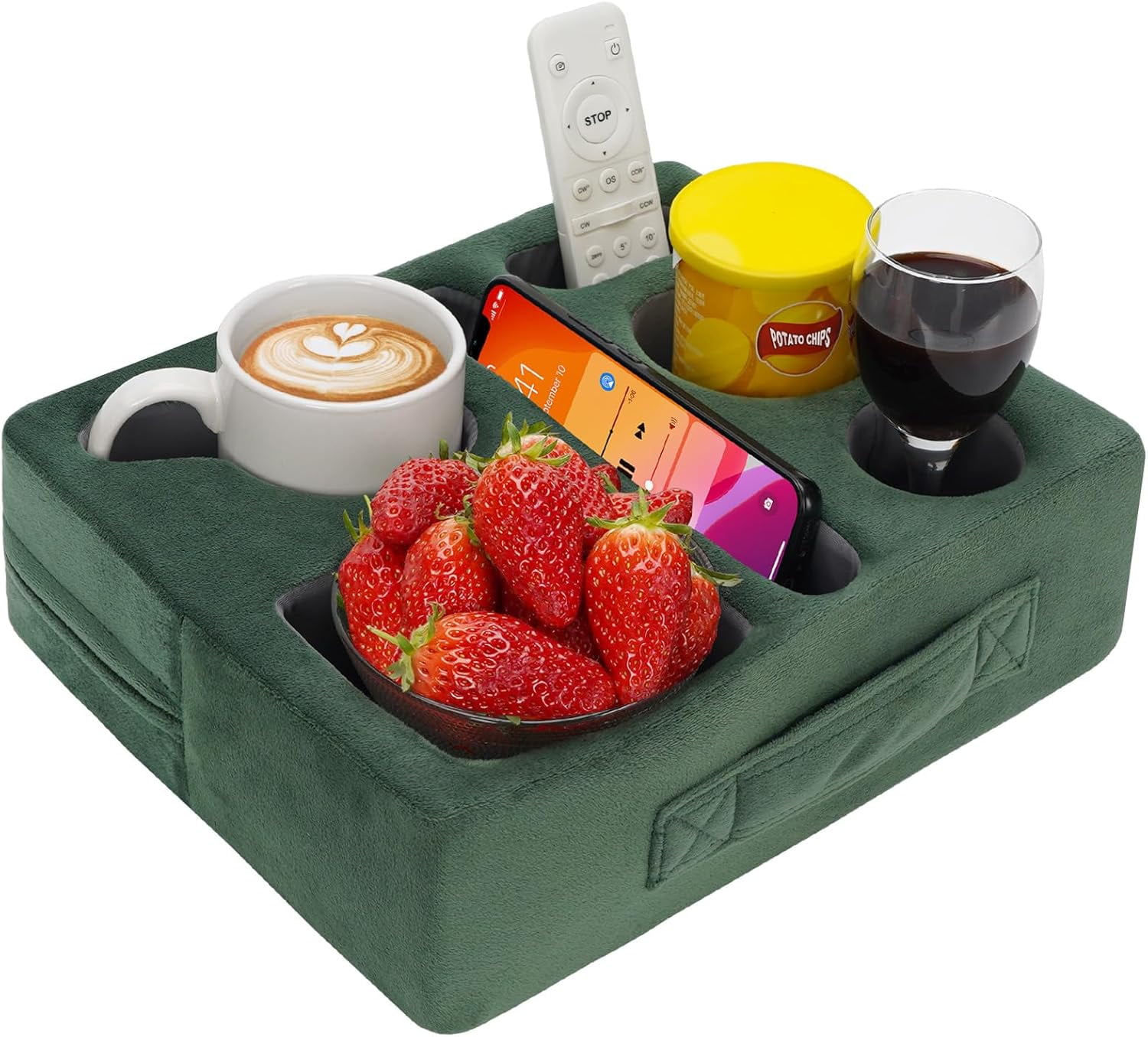 Couch Cup Holder Pillow-Sofa Cup Holder Cozy Buddy | Bed Drink Caddy ...