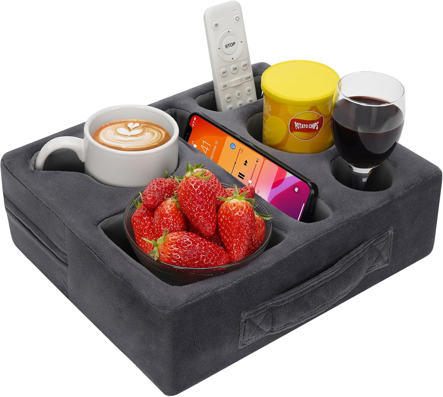 Couch Cup Holder Pillow-Sofa Cup Holder Cozy Buddy | Bed Drink Caddy ...