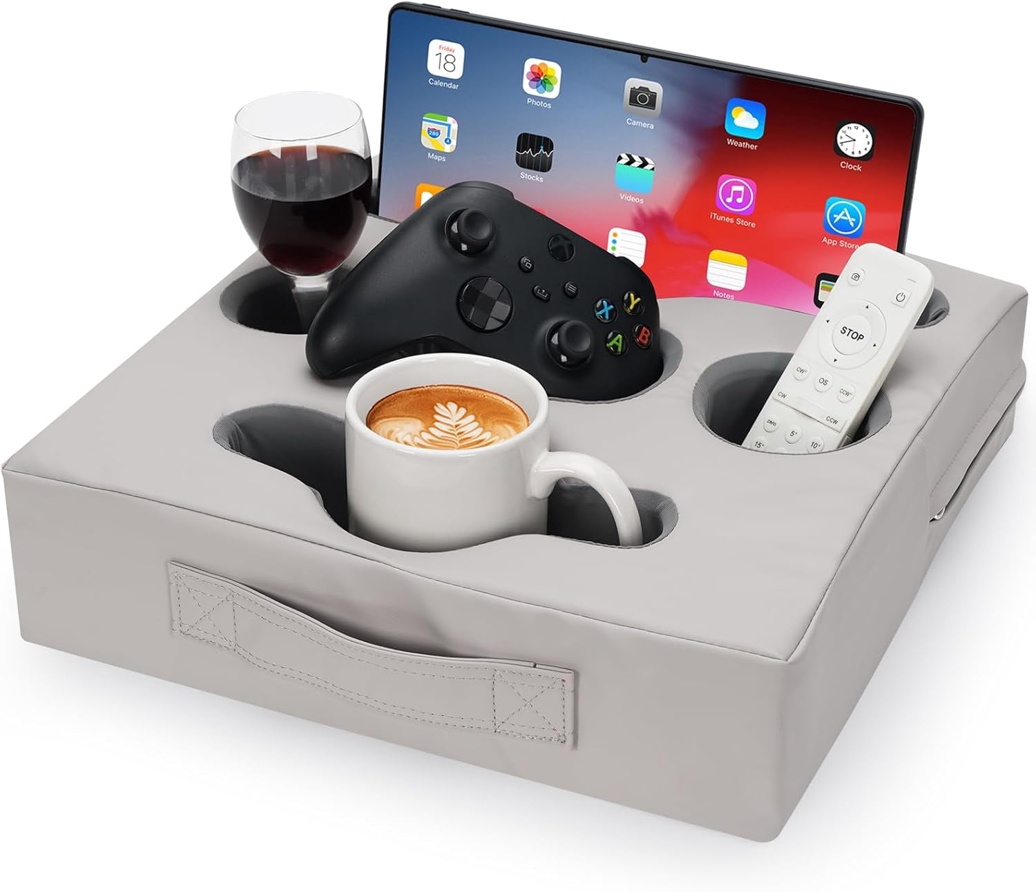 Couch Cup Holder Pillow Tray - Sofa Drink Cup Holder Cozy Buddy | Bed ...